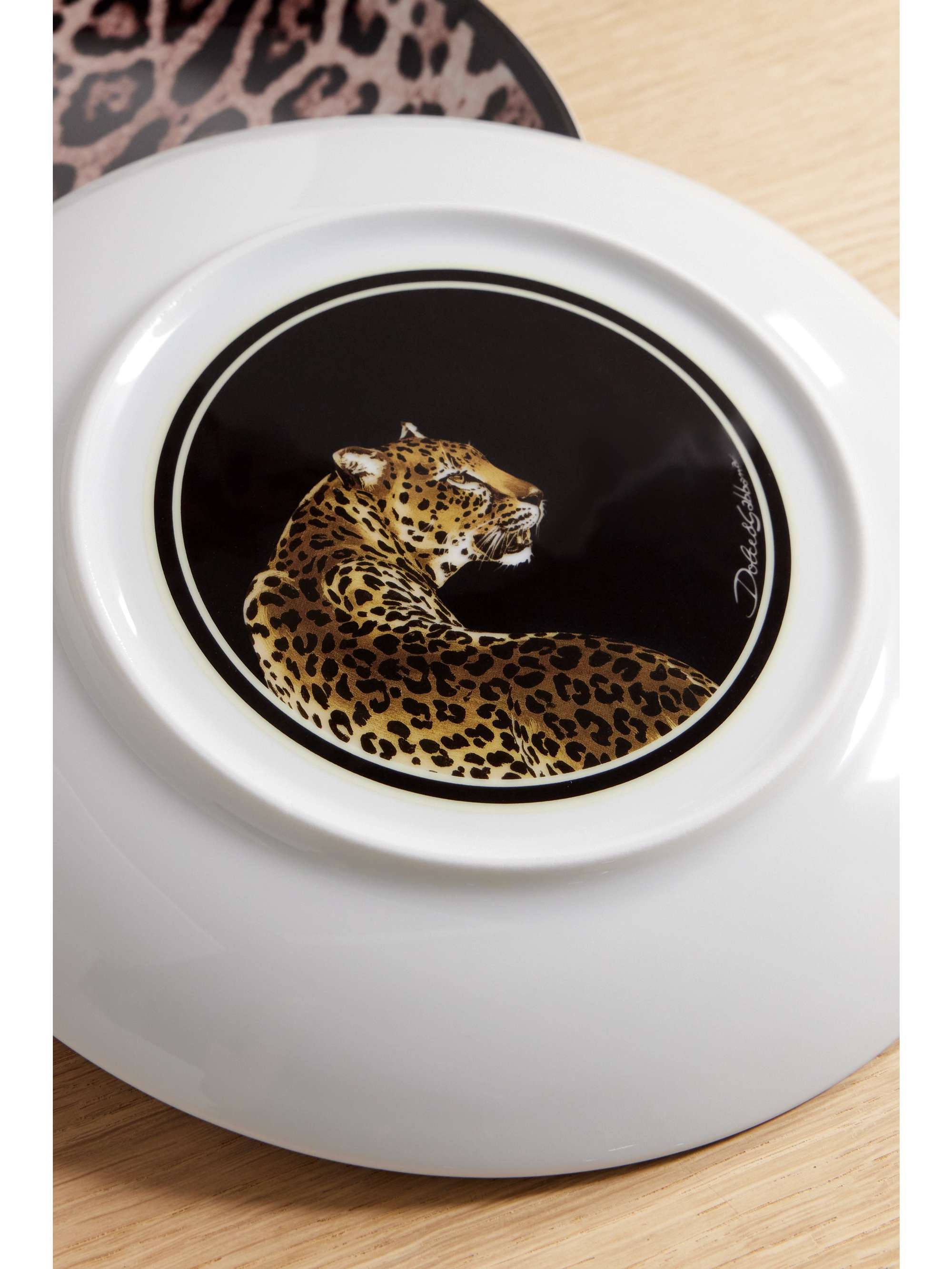 Dolce And Gabbana Set Of Two Leopard Print Porcelain Plates Net A Porter