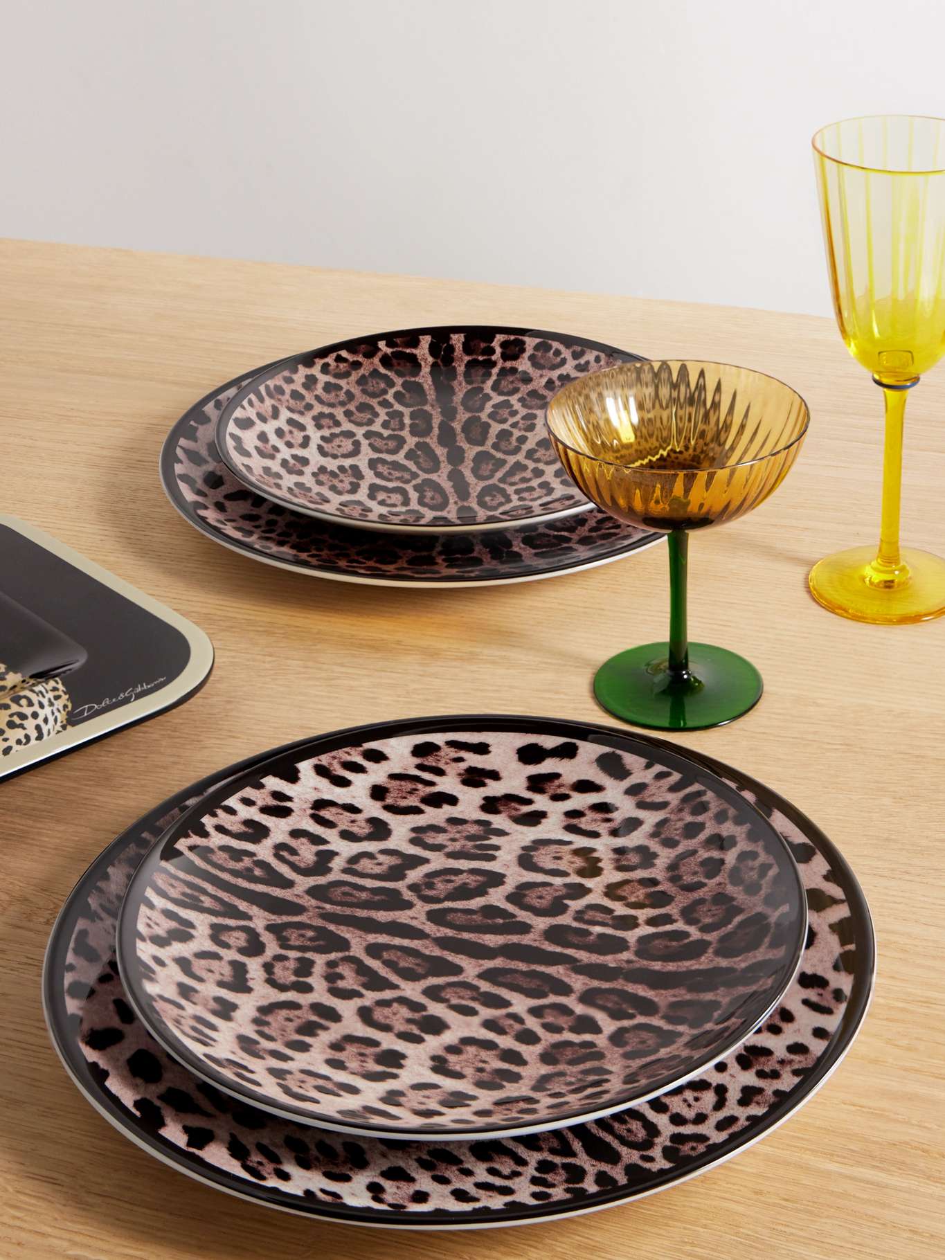 DOLCE&GABBANA Set of two leopard-print porcelain dinner plates | NET-A ...