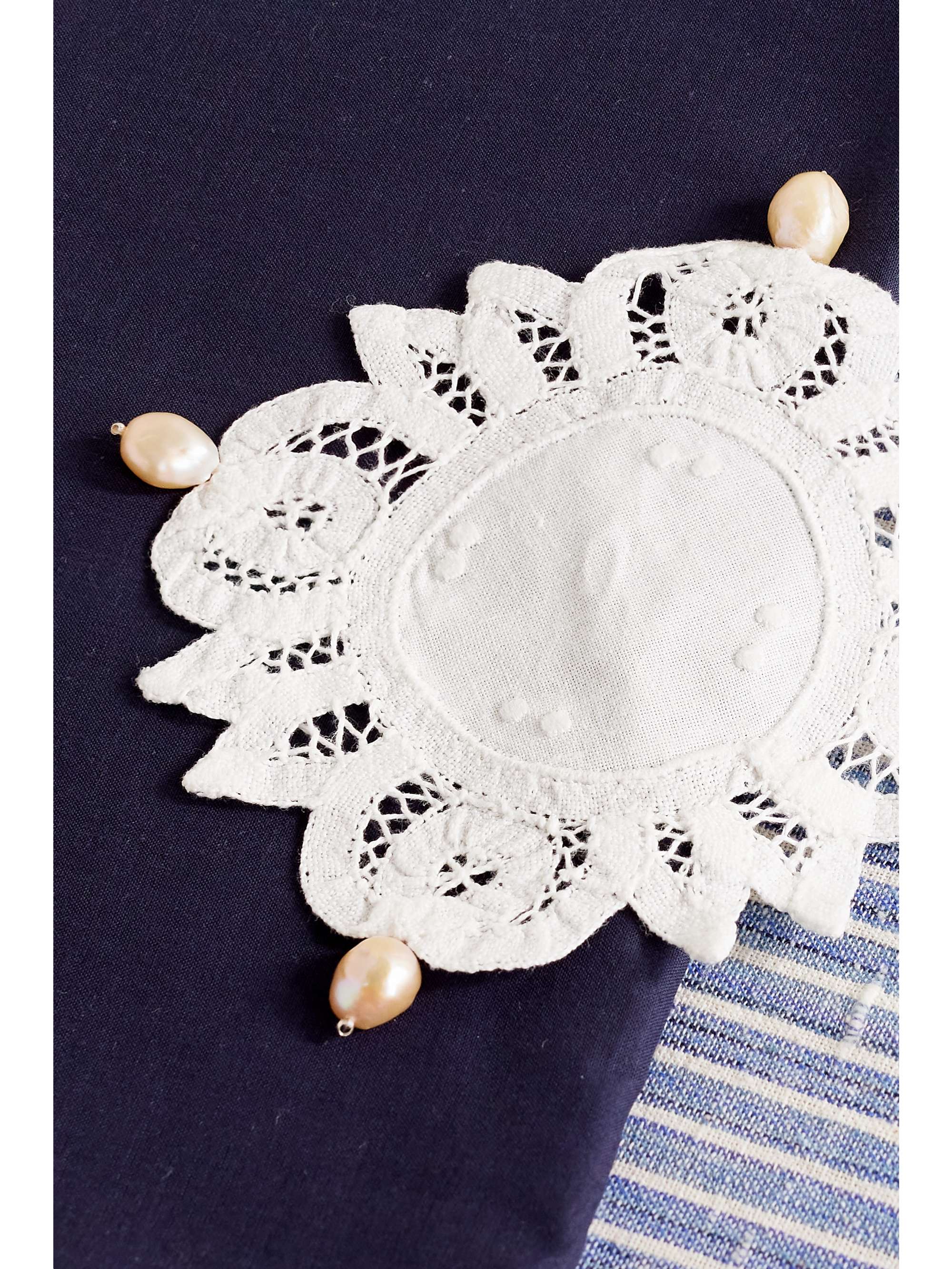 GOHAR WORLD Set of two pearl-embellished cotton-lace coasters | NET-A ...