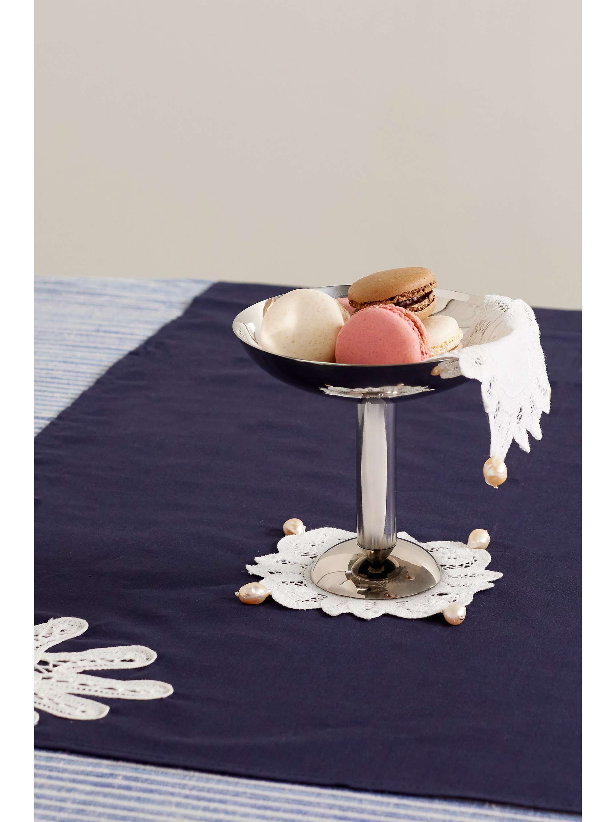 GOHAR WORLD Set of two pearl-embellished cotton-lace coasters | NET-A ...