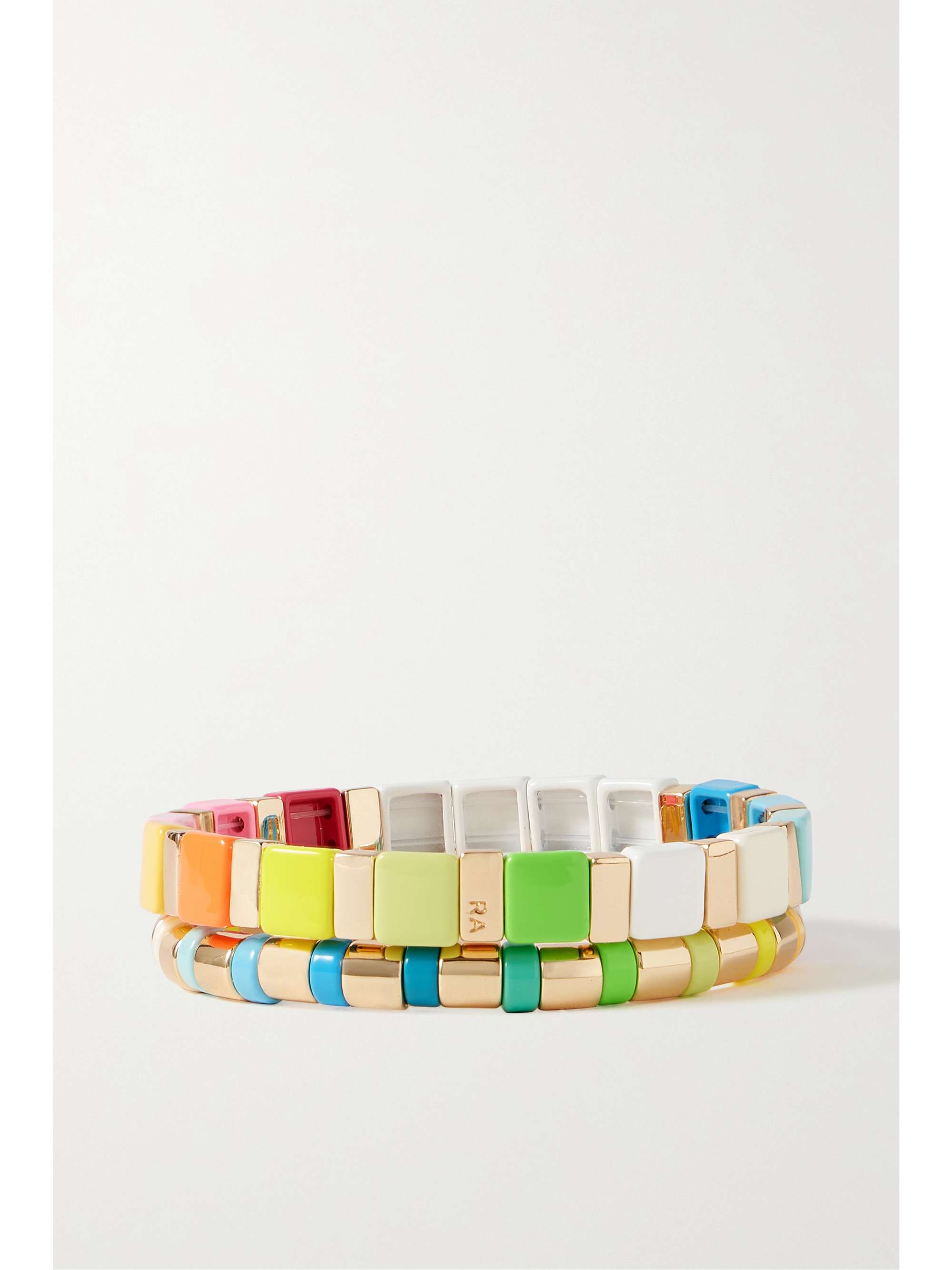 ROXANNE ASSOULIN Love Rainbow set of two gold-tone and enamel bracelets ...