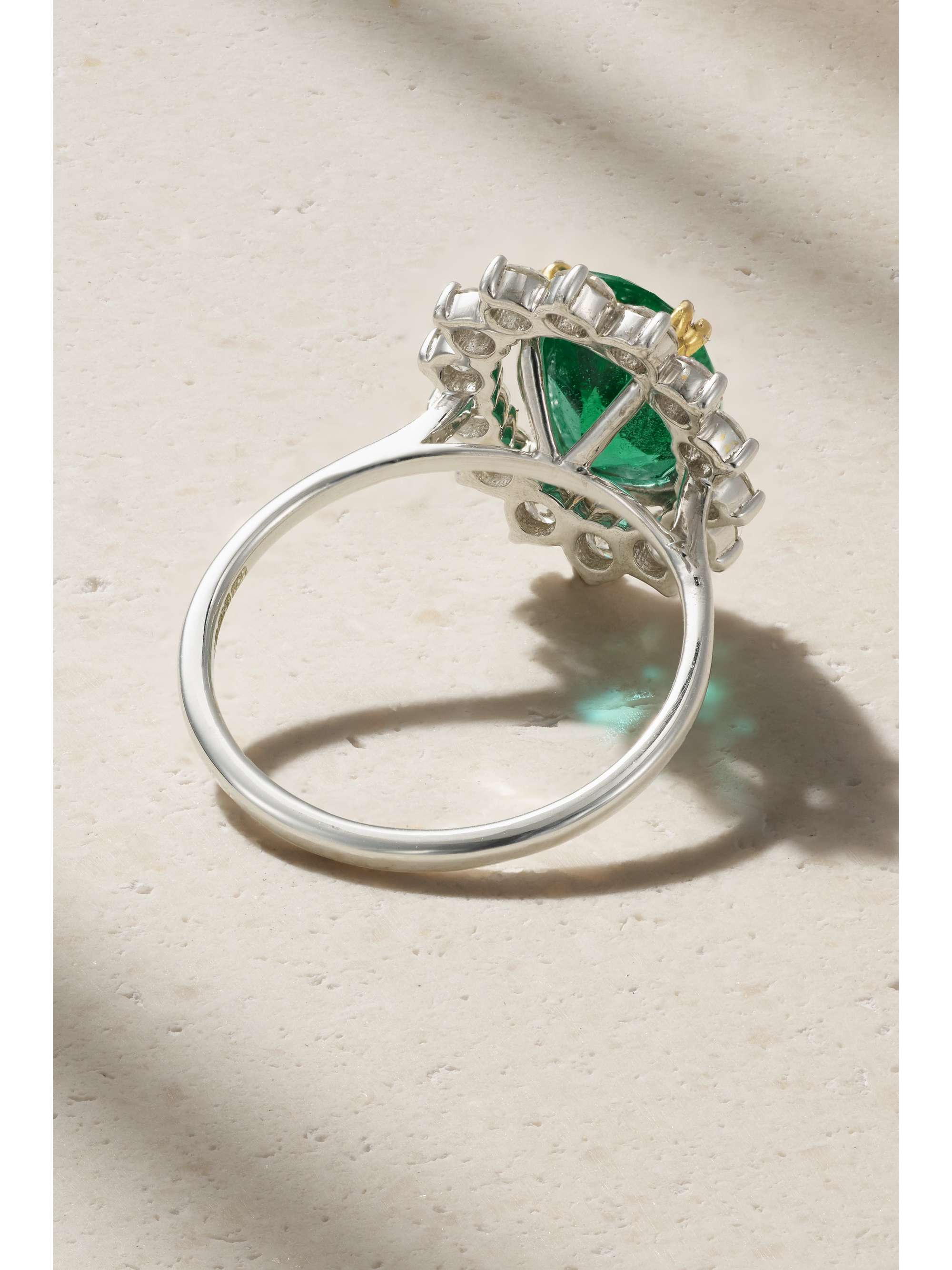 HOUSE OF MERAKI Kia 18-karat white and yellow gold, emerald and diamond ...
