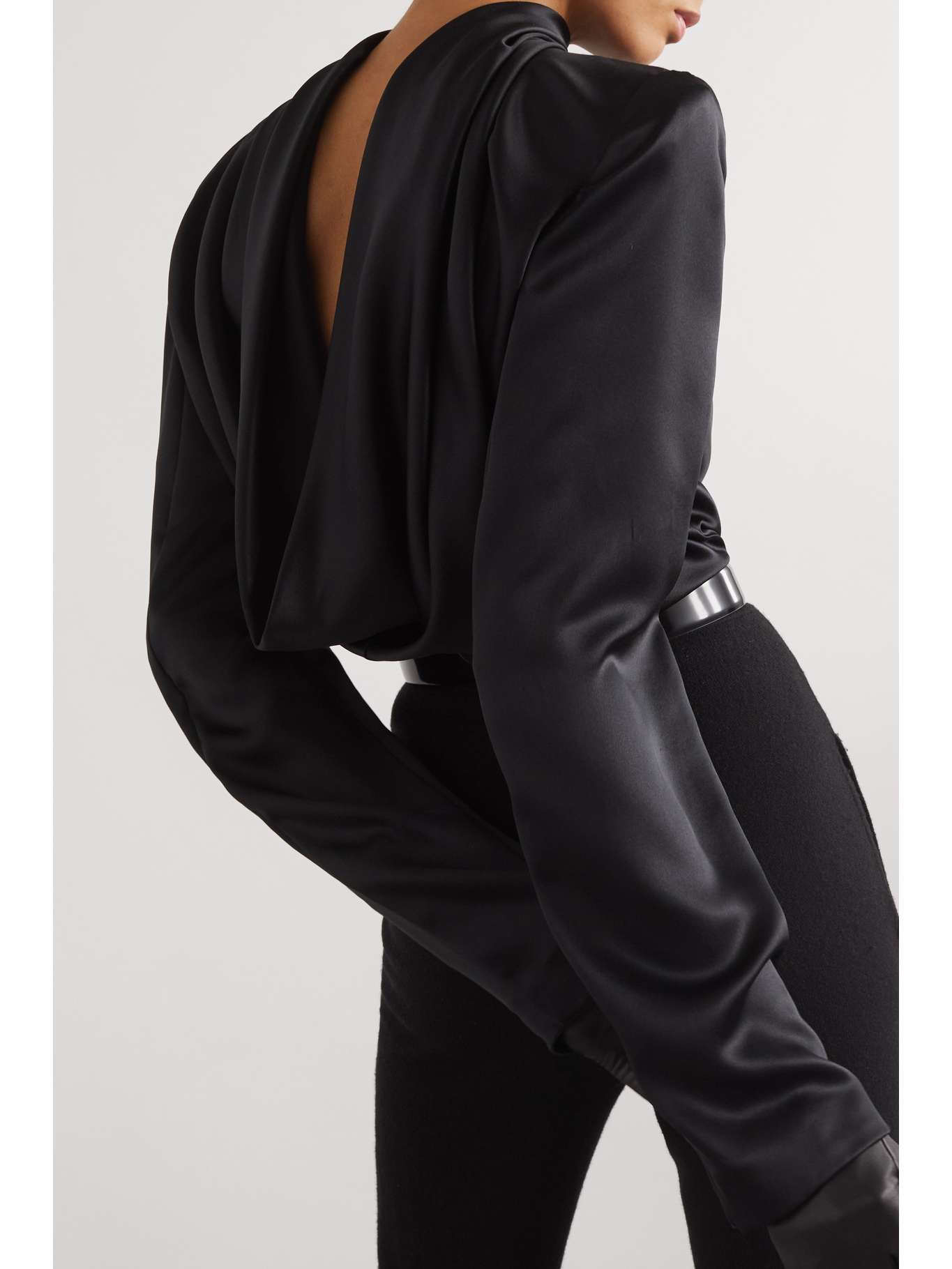 SAINT LAURENT Open-back draped silk-satin top | NET-A-PORTER