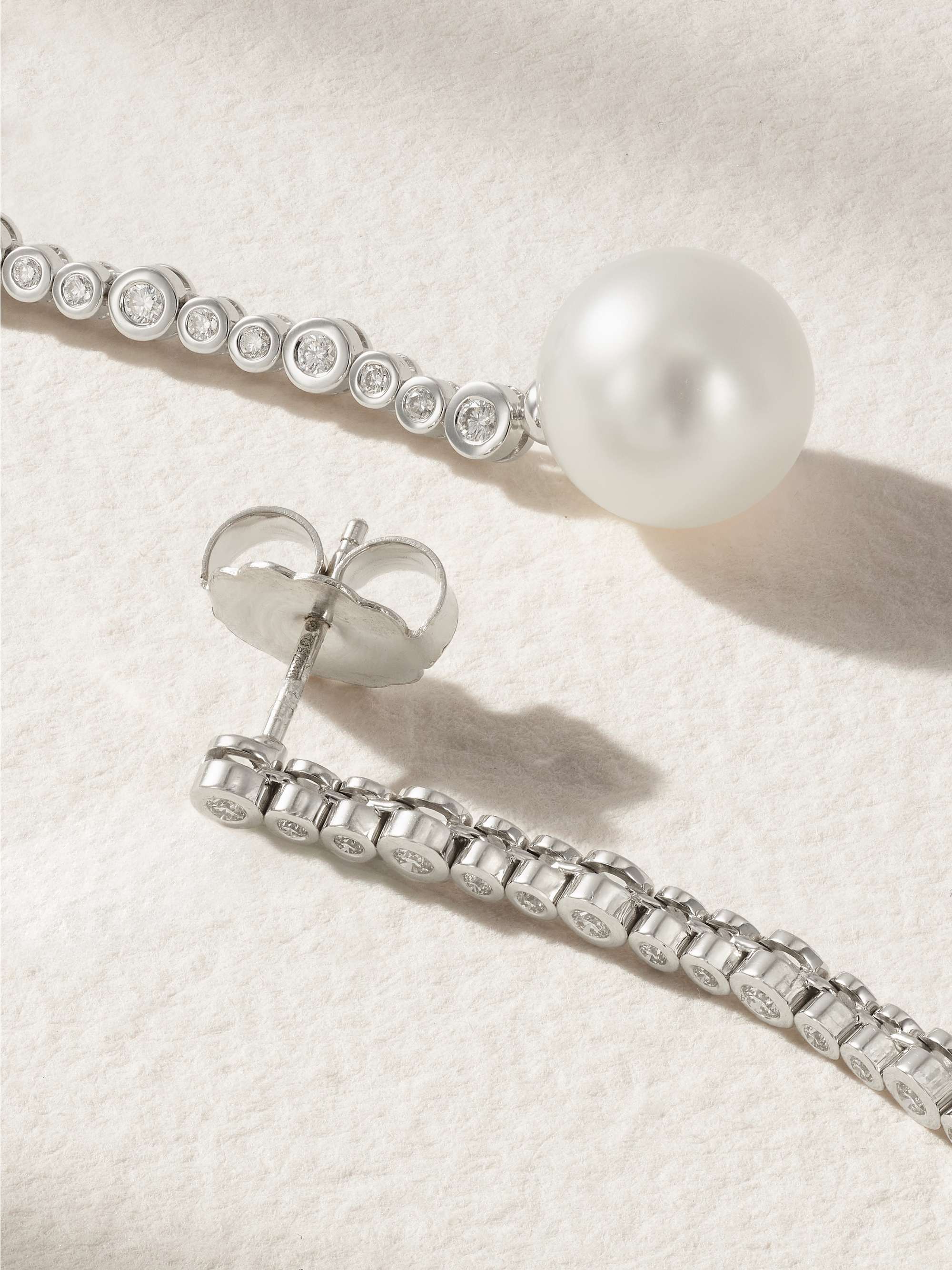 18K 화이트 골드 다이아몬드 진주 이어링 | MIKIMOTO | 네타포르테