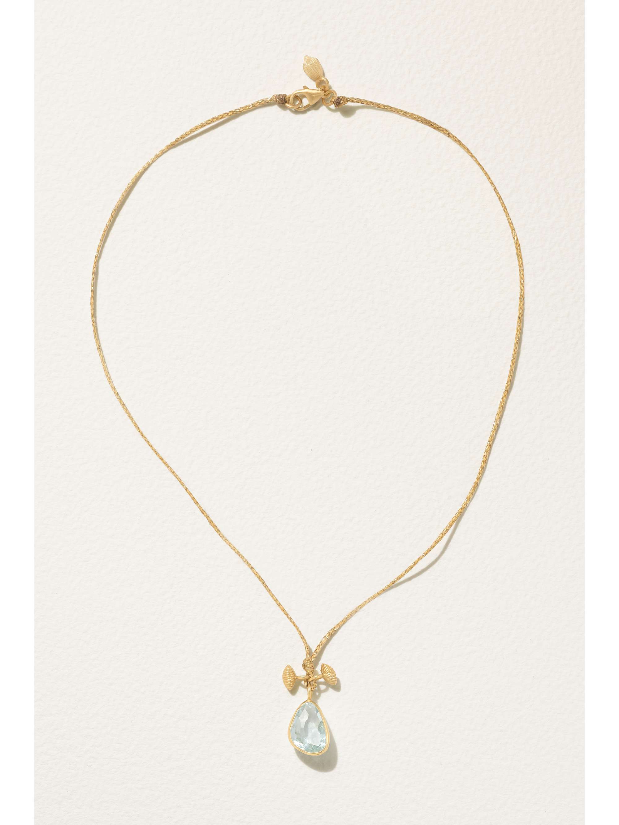 PIPPA SMALL 18-karat gold, cord and aquamarine necklace | NET-A-PORTER