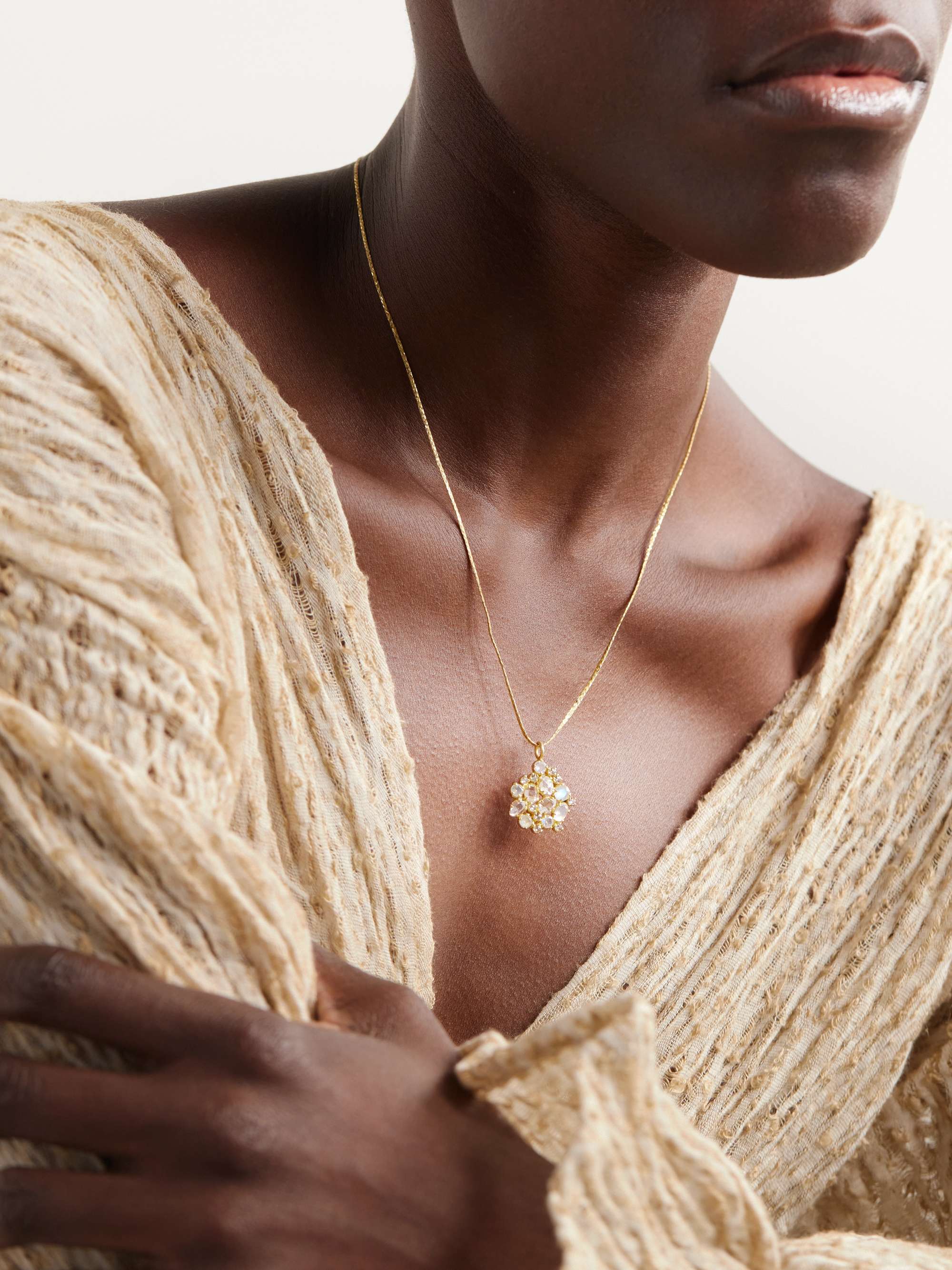 PIPPA SMALL 18-karat gold, moonstone and diamond necklace | NET-A-PORTER