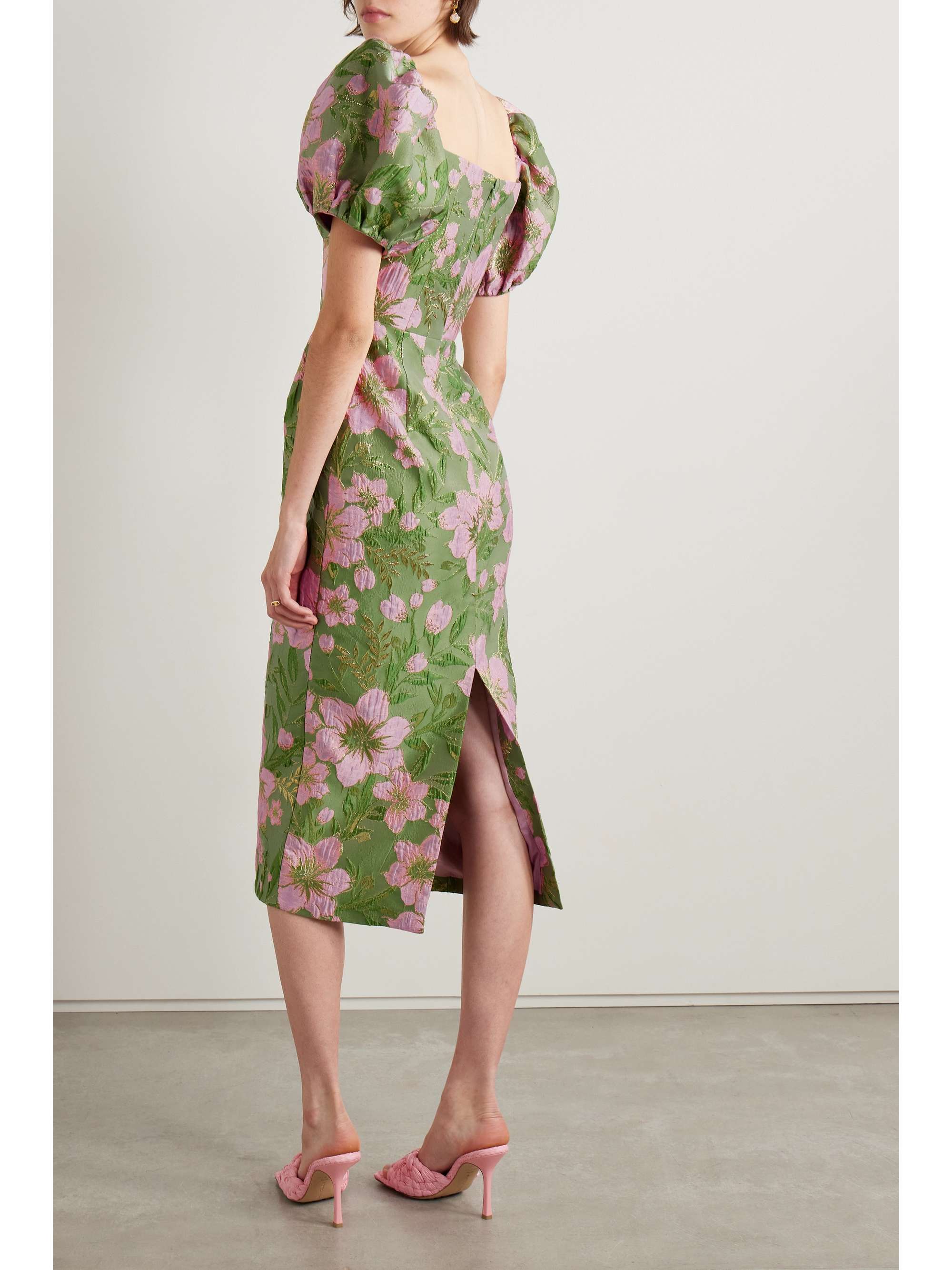 MARKARIAN Yvette metallic floral-brocade midi dress | NET-A-PORTER