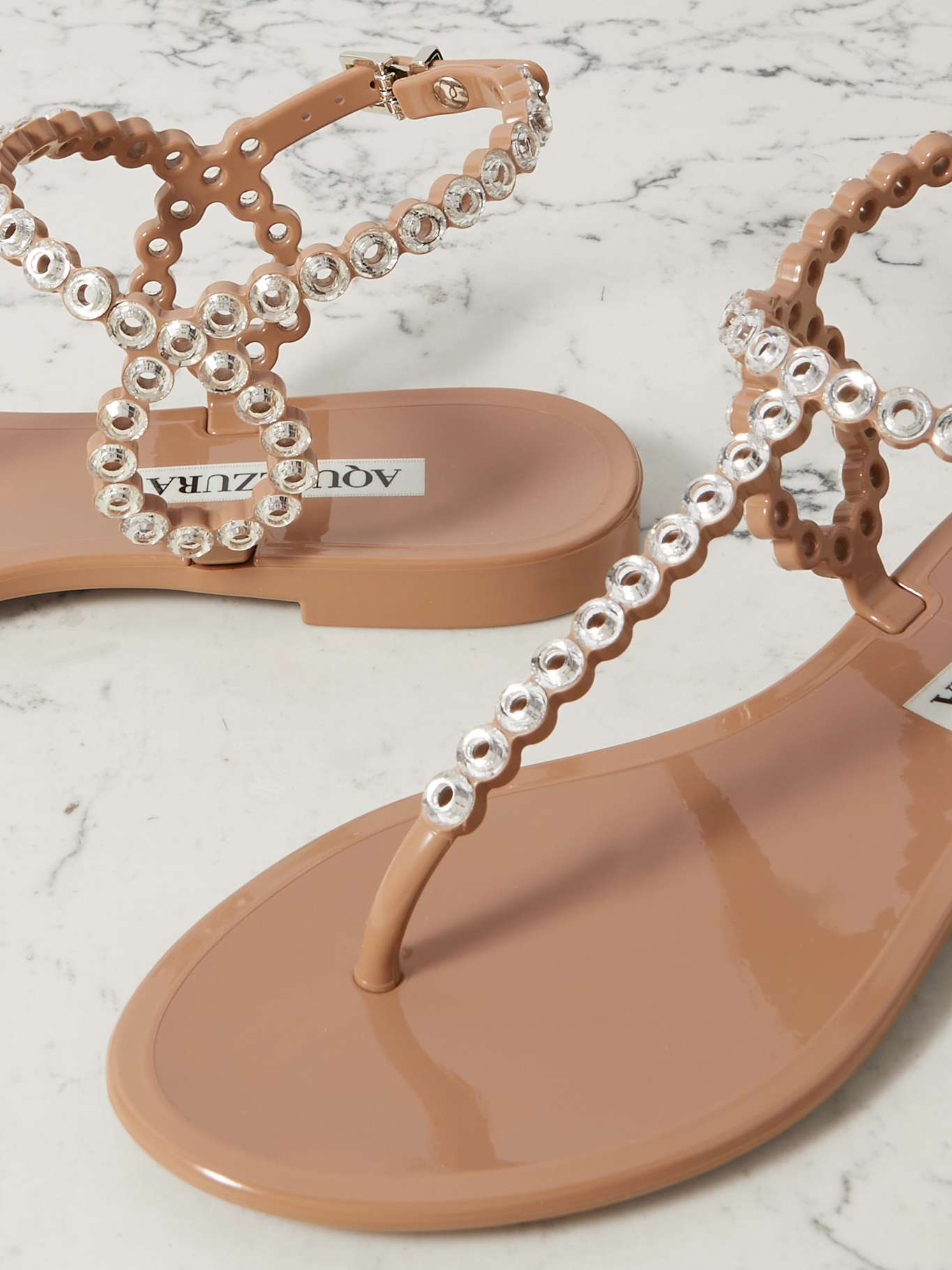AQUAZZURA Almost Bare crystal-embellished PVC sandals | NET-A-PORTER