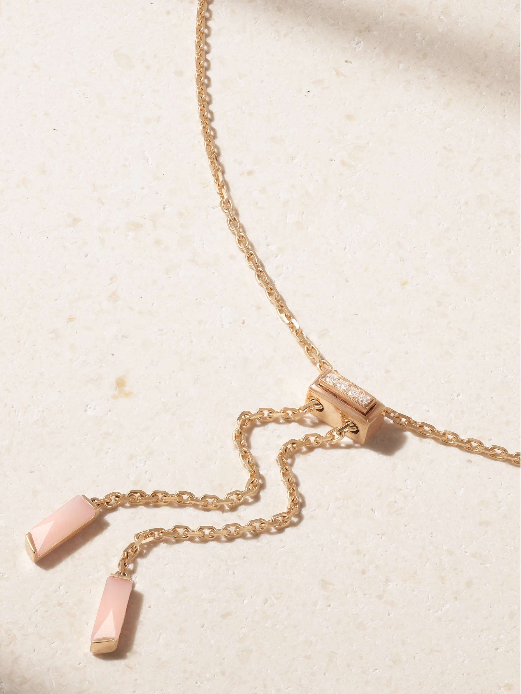 GARRARD Wings Rising 18-karat rose gold, opal and diamond necklace ...