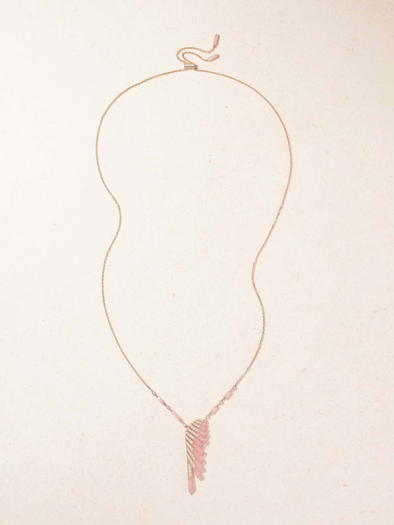 GARRARD Wings Rising 18-karat rose gold, opal and diamond necklace ...