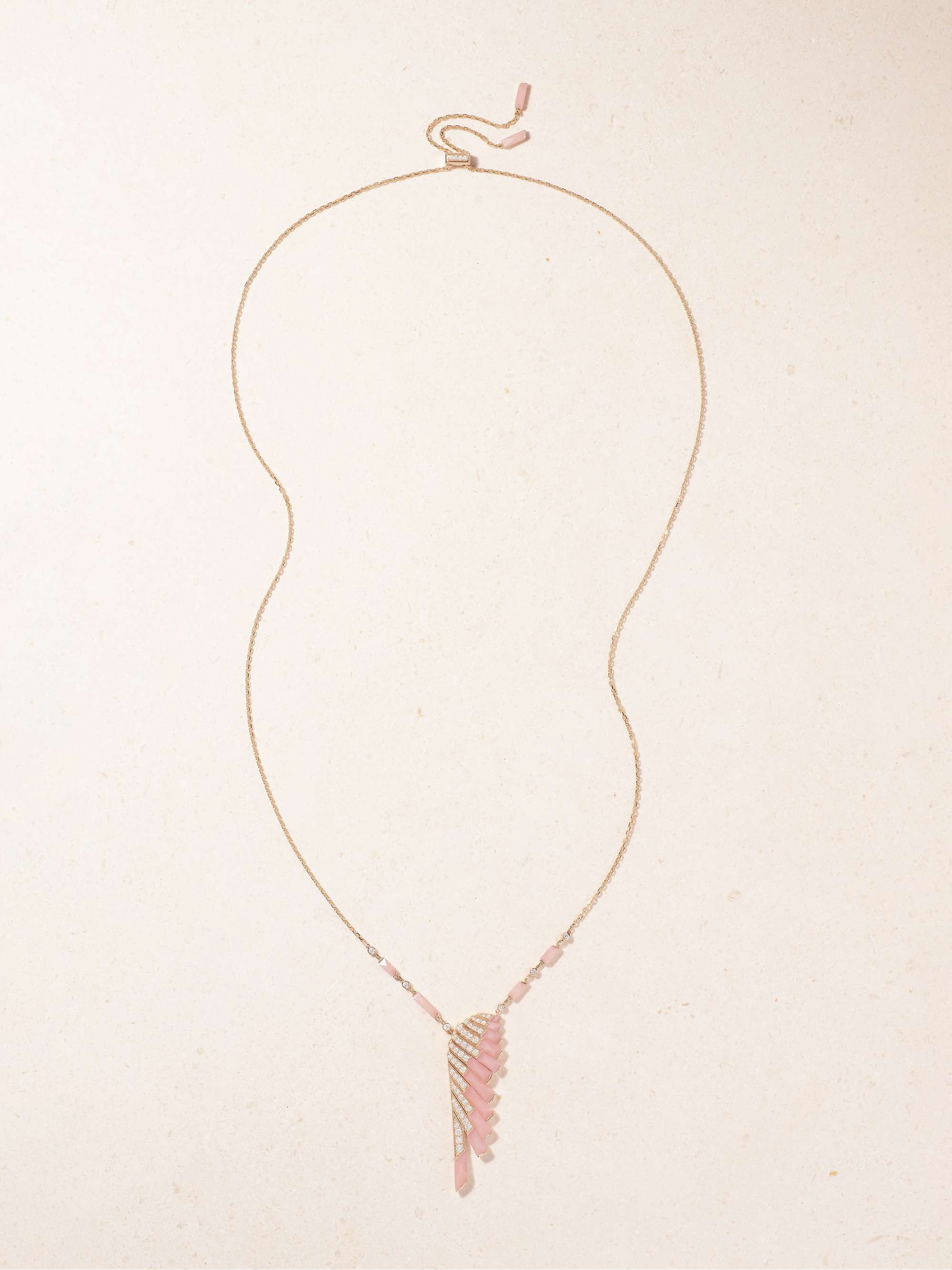 GARRARD Wings Rising 18-karat rose gold, opal and diamond necklace ...