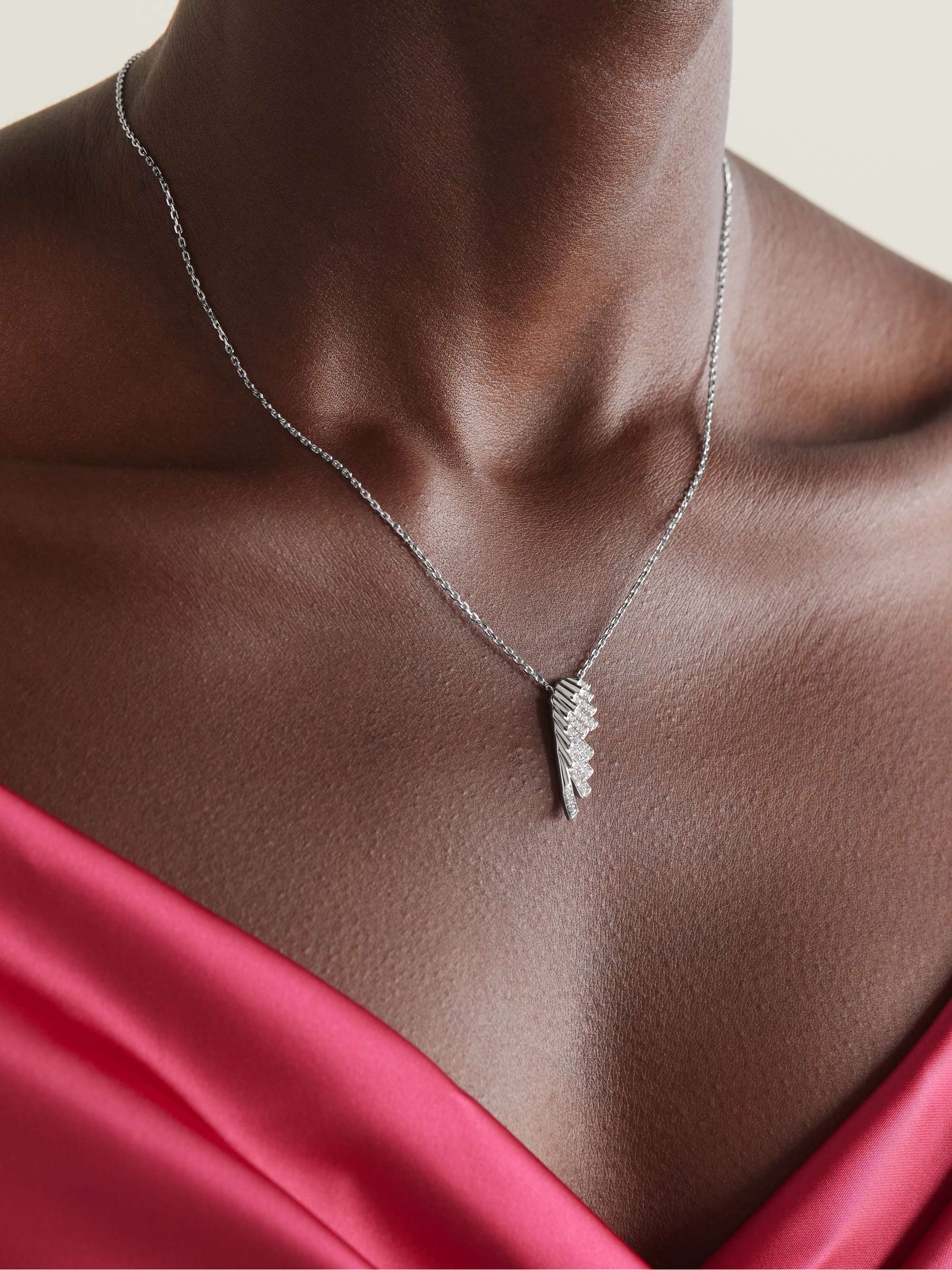 GARRARD Wings Rising mini 18-karat white gold diamond necklace | NET-A ...