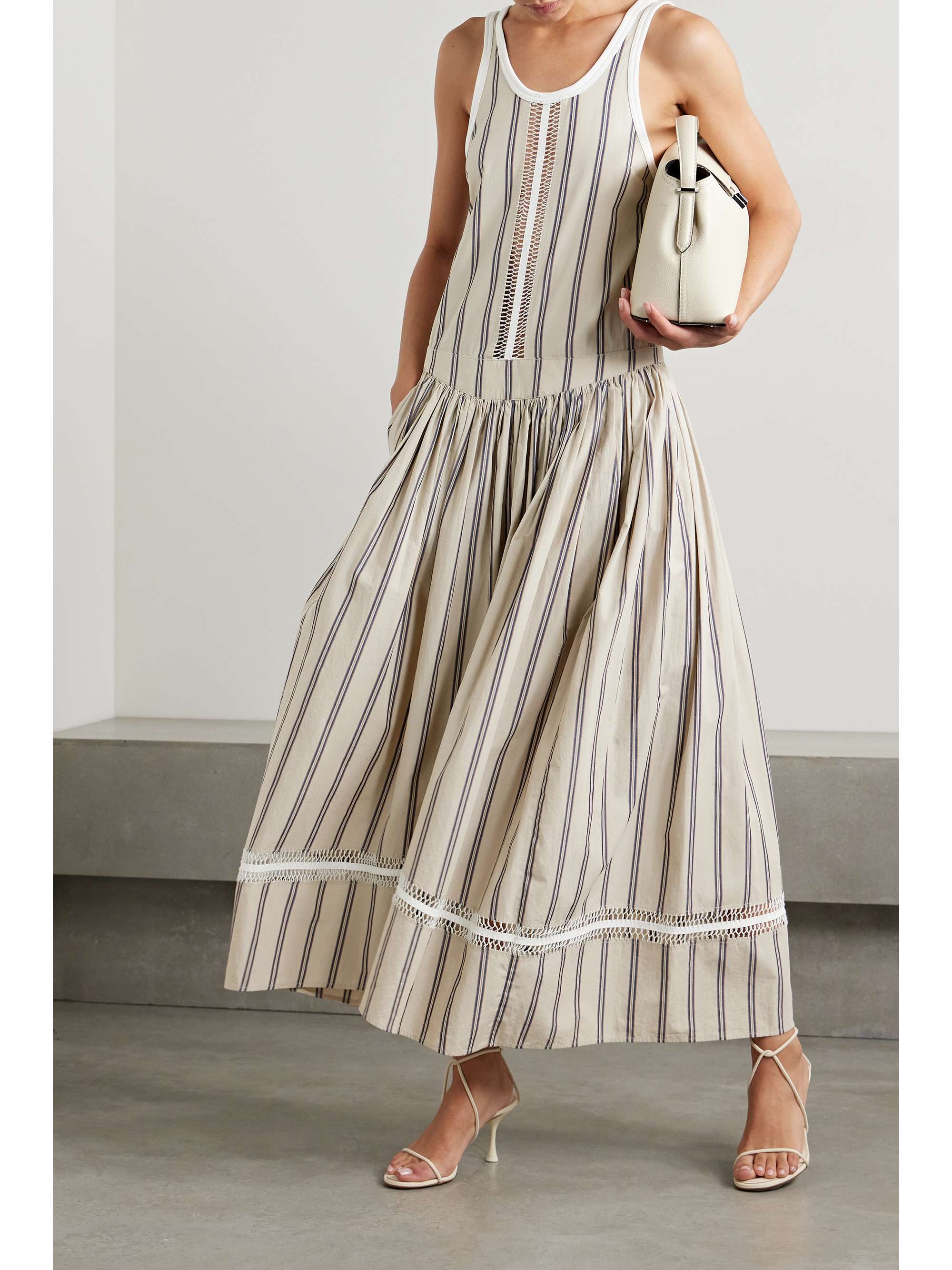 DIOTIMA Pocomania striped crochet-trimmed cotton-poplin maxi dress ...