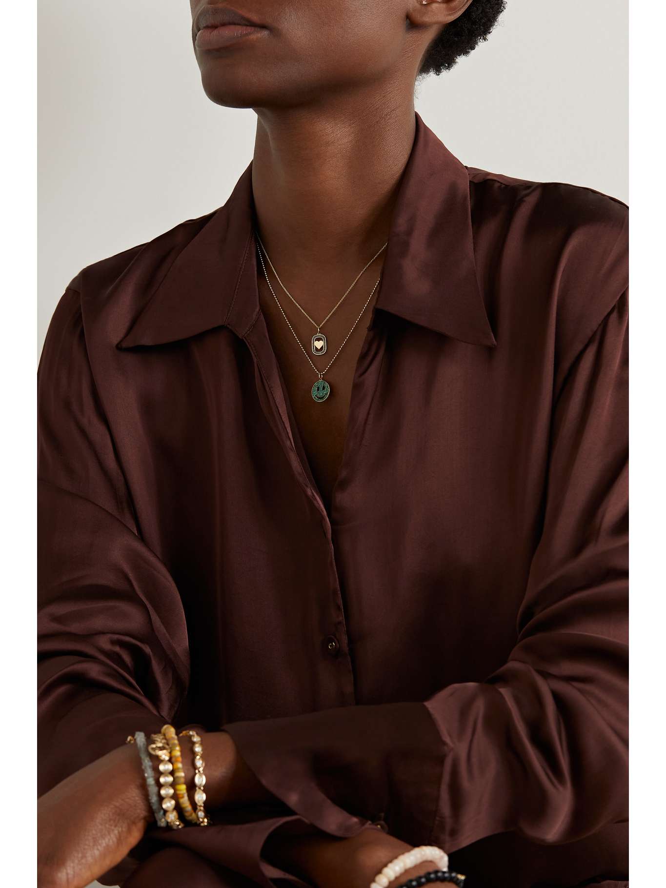 SYDNEY EVAN Heart Open Icon Charm 14-karat gold diamond necklace | NET ...