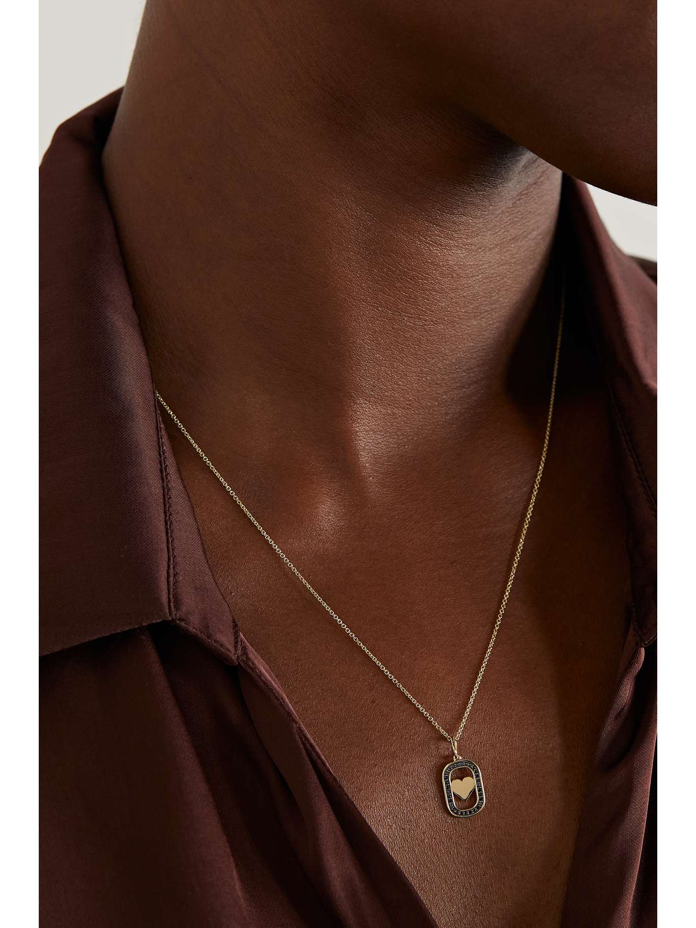SYDNEY EVAN Heart Open Icon Charm 14-karat gold diamond necklace | NET ...