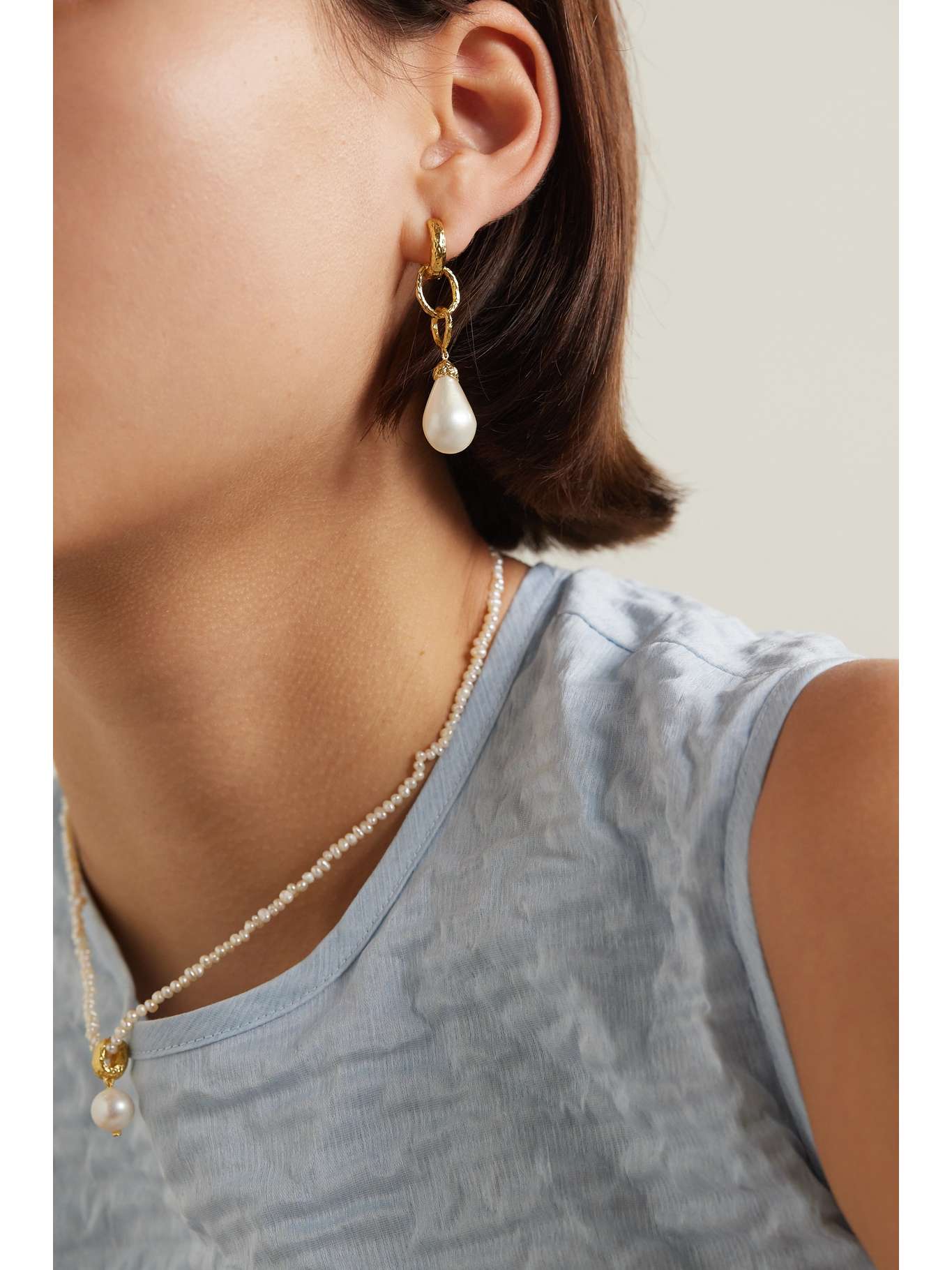 PACHAREE Prado gold vermeil pearl hoop earrings | NET-A-PORTER