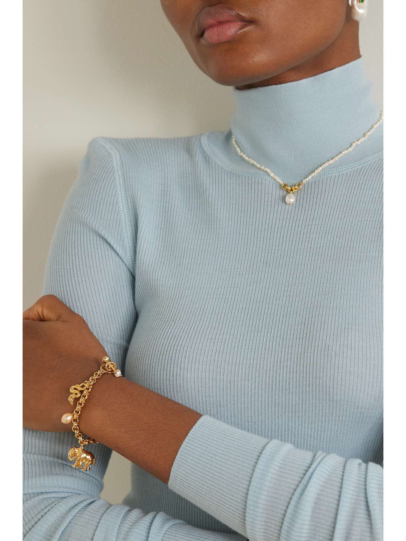 PACHAREE Spirit Animal gold-plated pearl charm bracelet | NET-A-PORTER