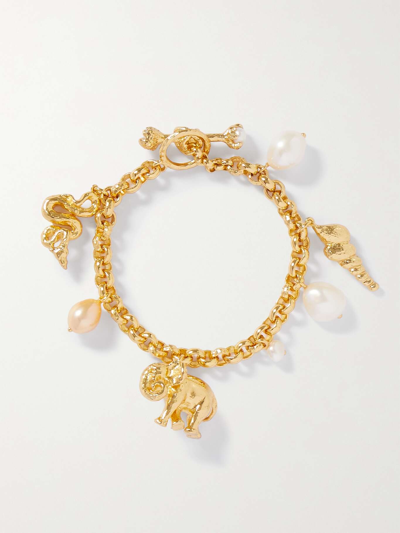 PACHAREE Spirit Animal gold-plated pearl charm bracelet | NET-A-PORTER