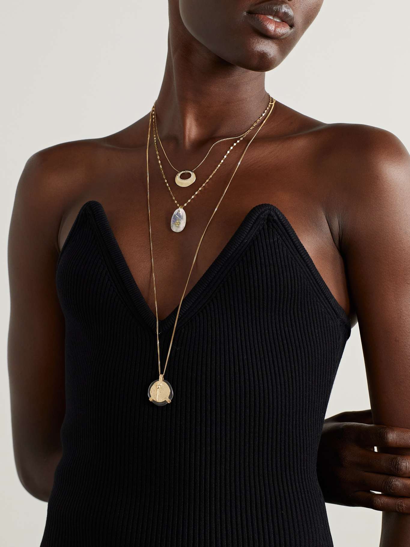 PASCALE MONVOISIN Gaia N°1 Collier 9-karat gold, moonstone and diamond ...