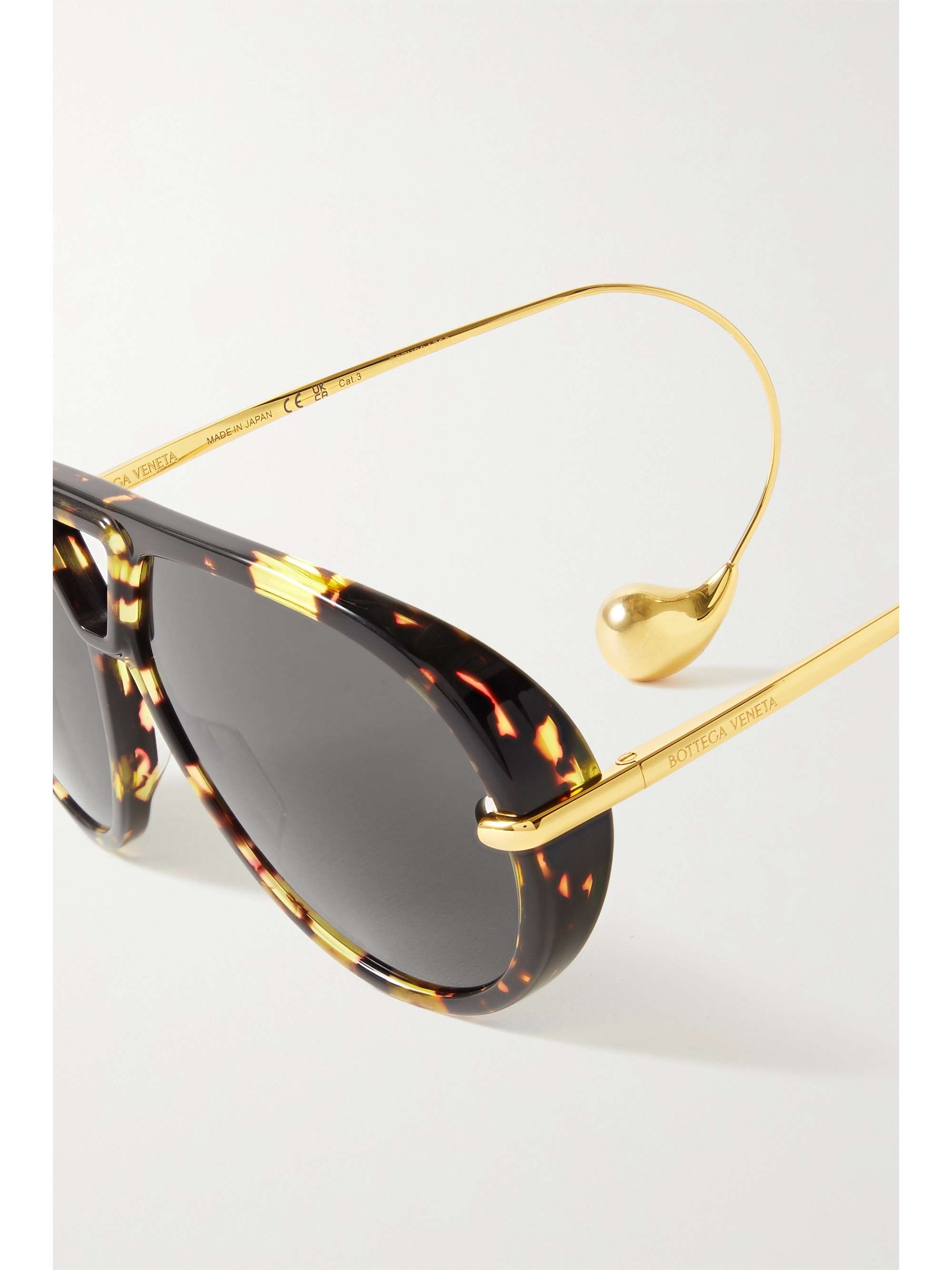 BOTTEGA VENETA EYEWEAR Embellished aviator-style tortoiseshell recycled ...