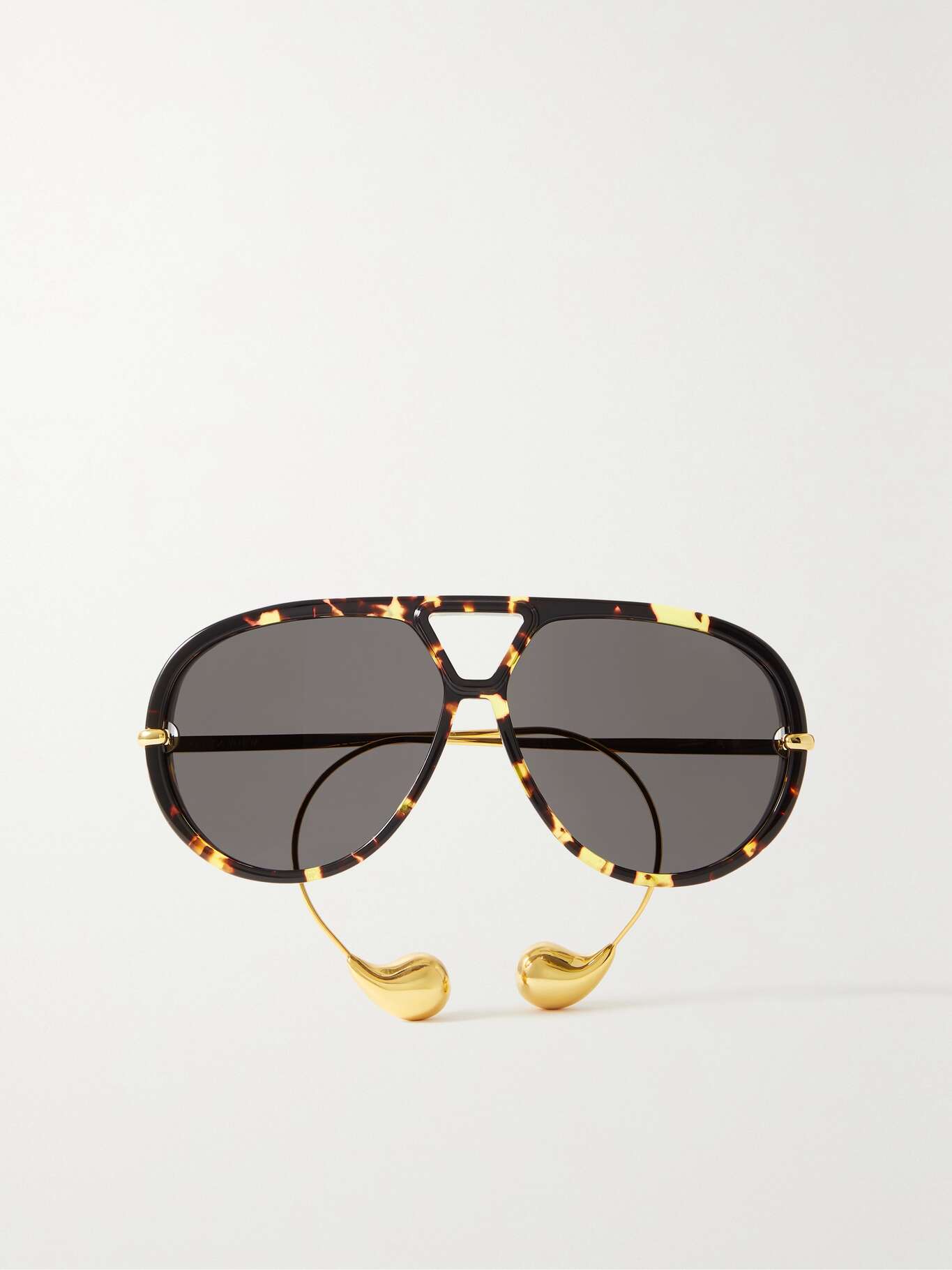 BOTTEGA VENETA EYEWEAR Embellished aviator-style tortoiseshell recycled ...