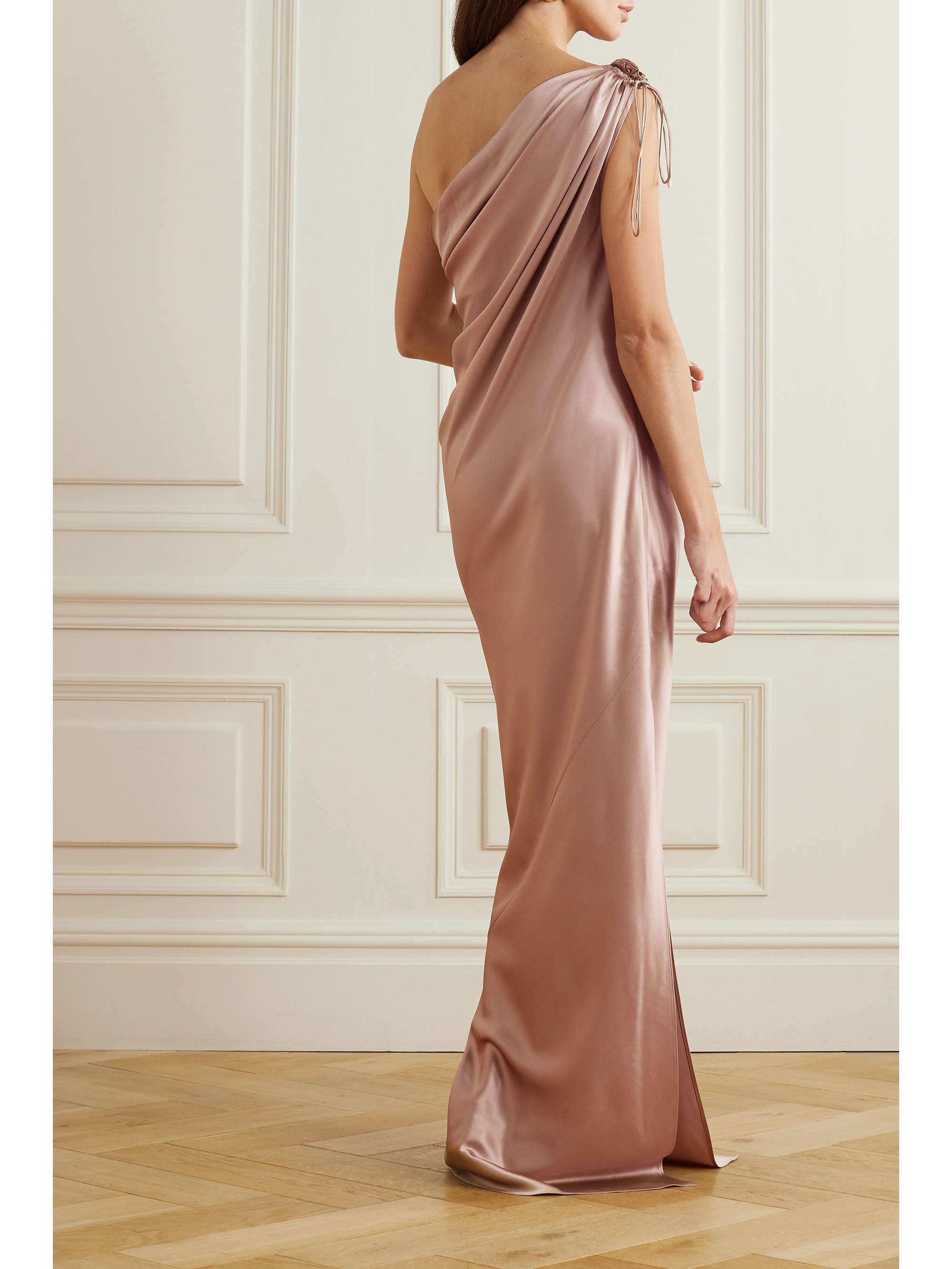 MAX MARA Opera one-shoulder gathered silk-satin gown | NET-A-PORTER