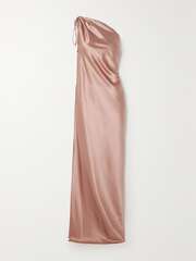 MAX MARA Opera one-shoulder gathered silk-satin gown | NET-A-PORTER