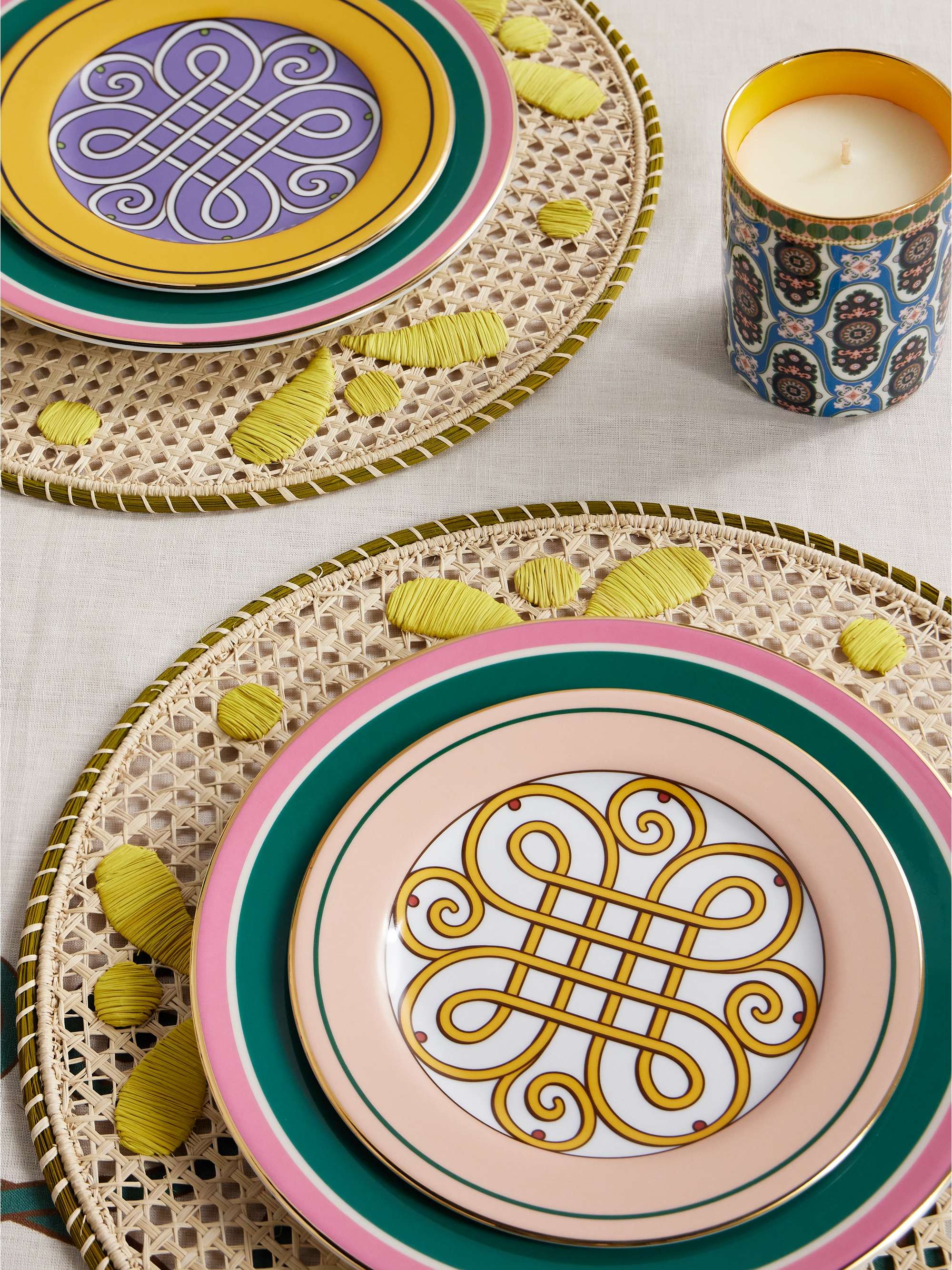 LA DOUBLEJ Set of four printed porcelain dessert plates | NET-A-PORTER