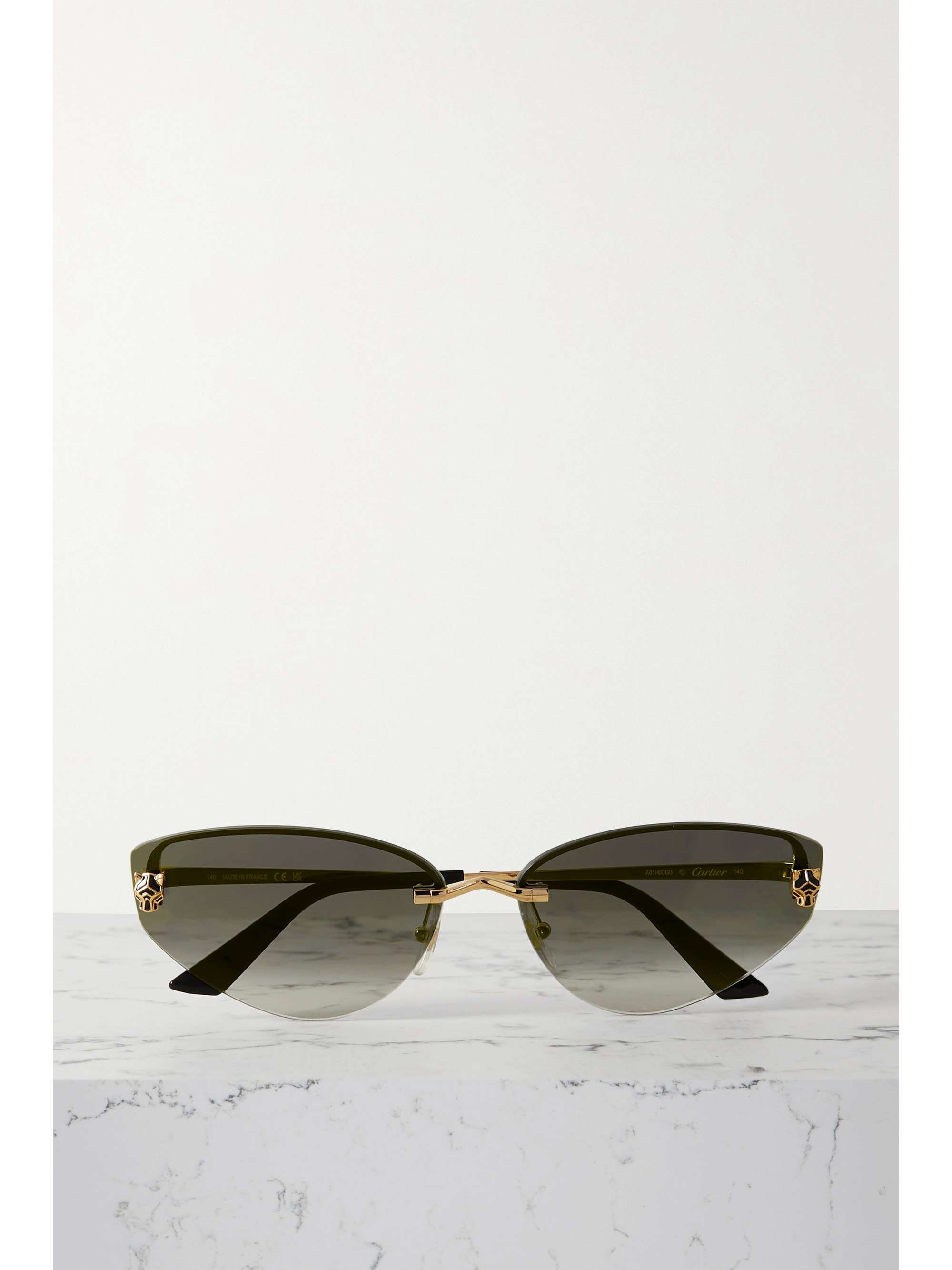 CARTIER EYEWEAR Panthère D de Cartier cat-eye gold-tone sunglasses ...