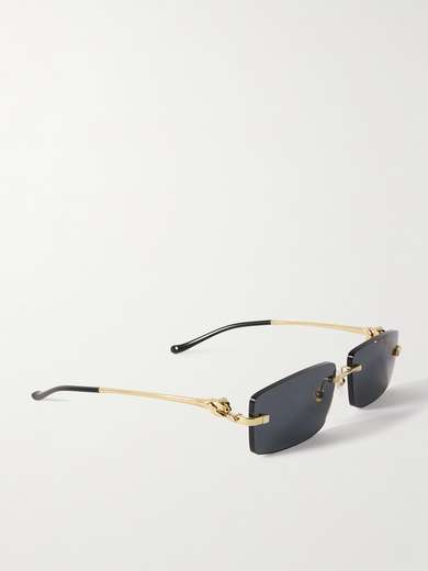 CARTIER EYEWEAR Panthère D square-frame gold-tone sunglasses | NET-A-PORTER