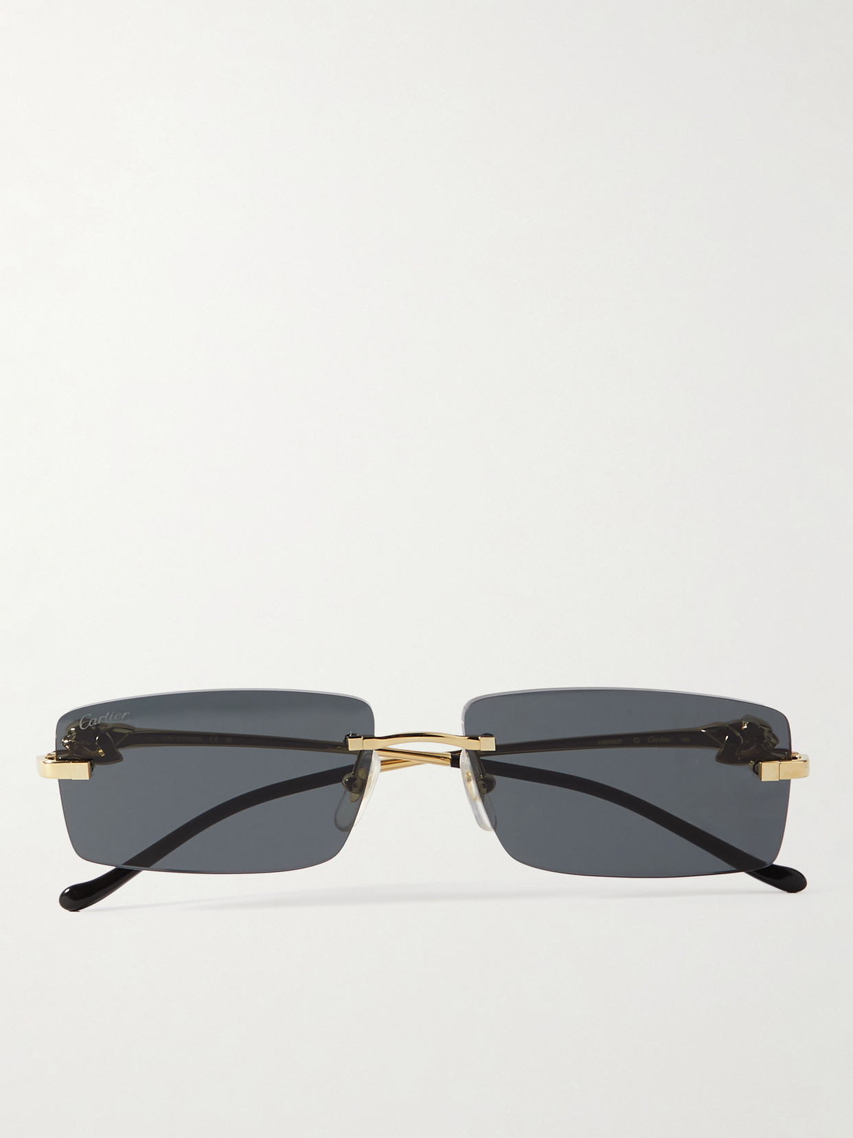 Cartier Rimless Metal Rectangle Sunglasses In 001 Gold | ModeSens