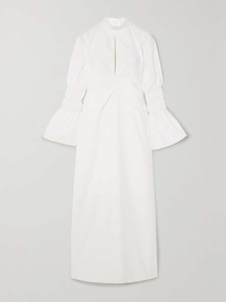 DESTREE Keith shirred cotton-poplin maxi dress | NET-A-PORTER
