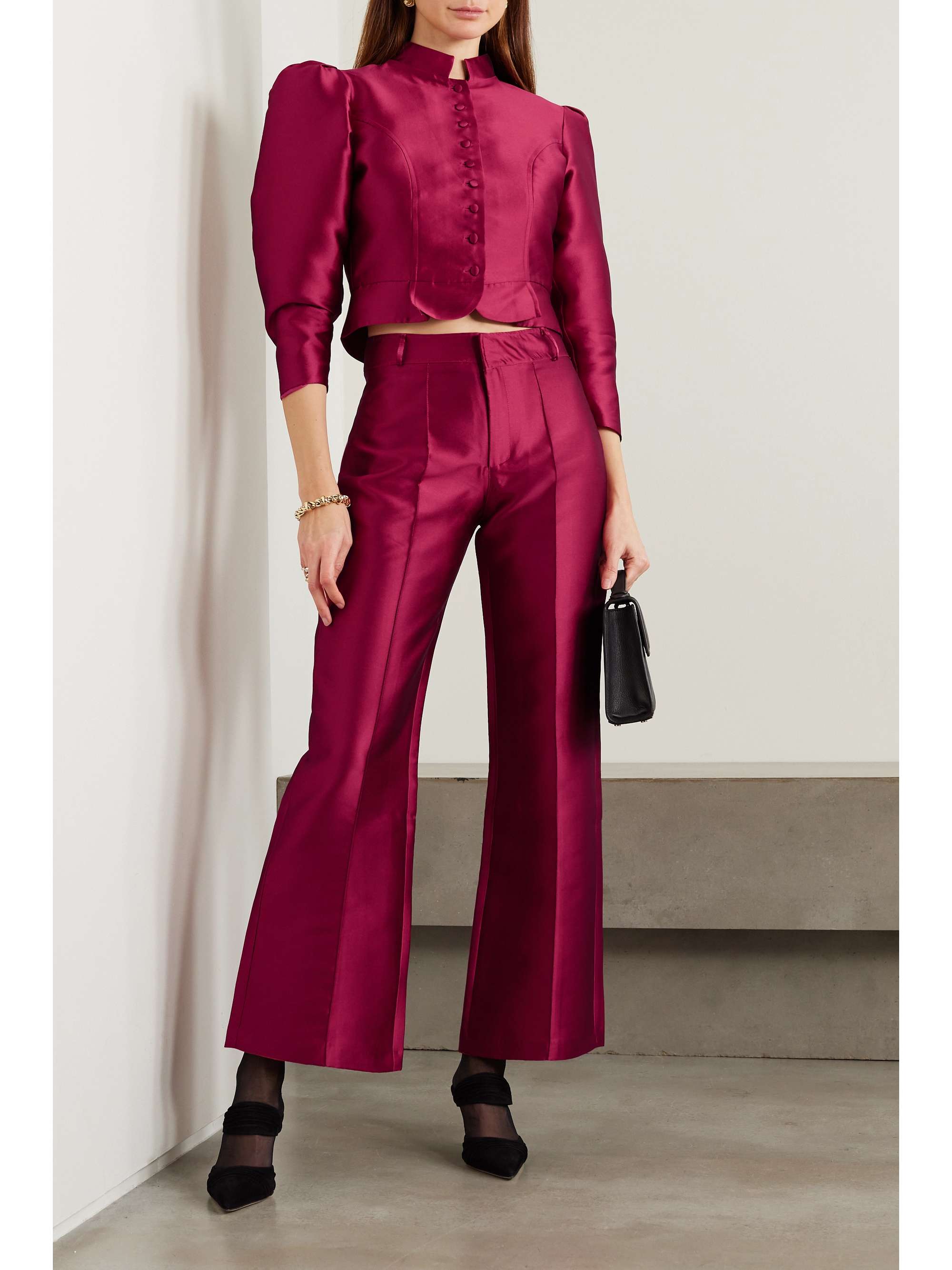 DESTREE Yoshi cropped taffeta wide-leg pants | NET-A-PORTER