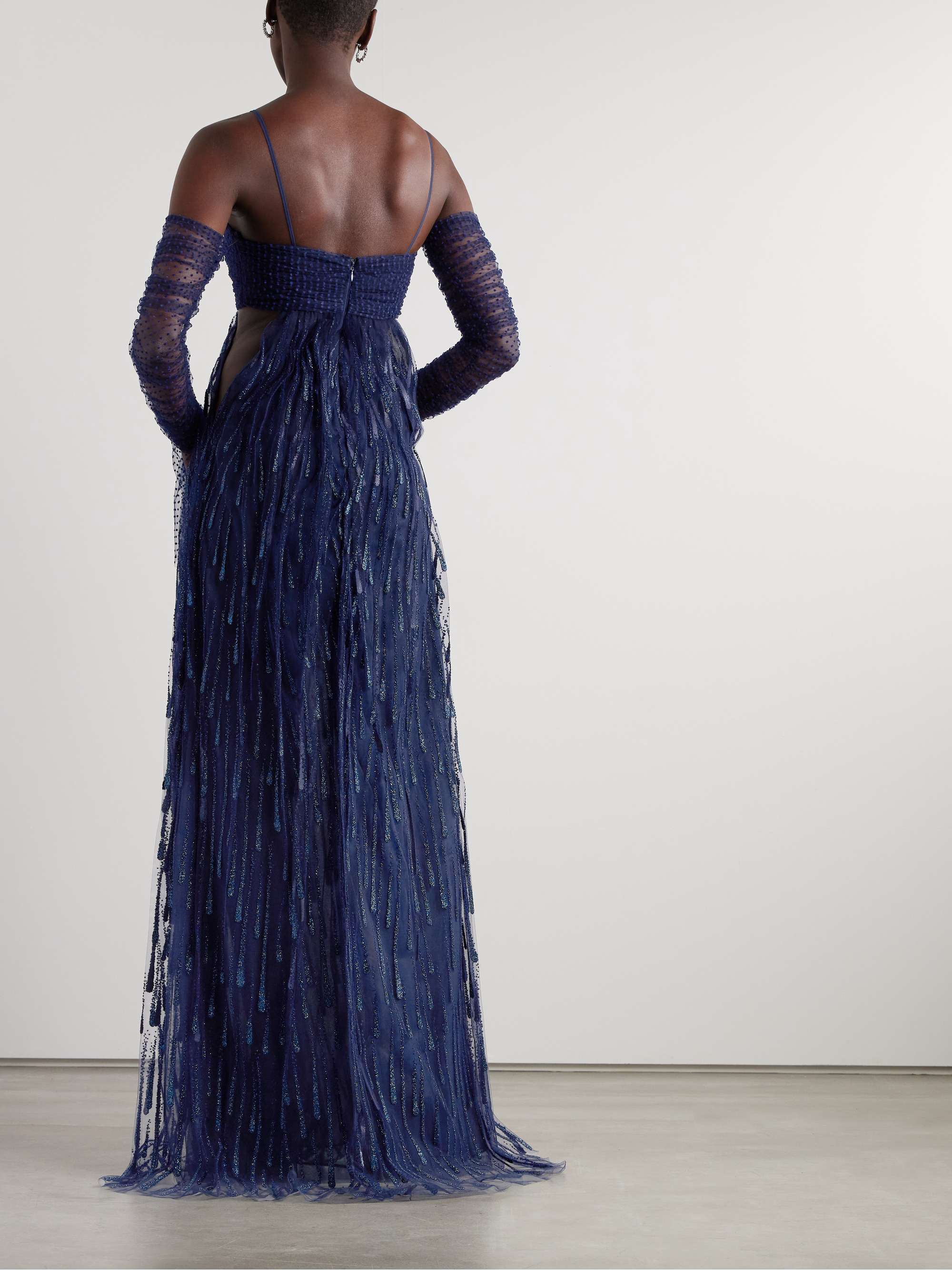 SANDRA MANSOUR Samhain cutout Swiss-dot and glittered tulle gown and ...