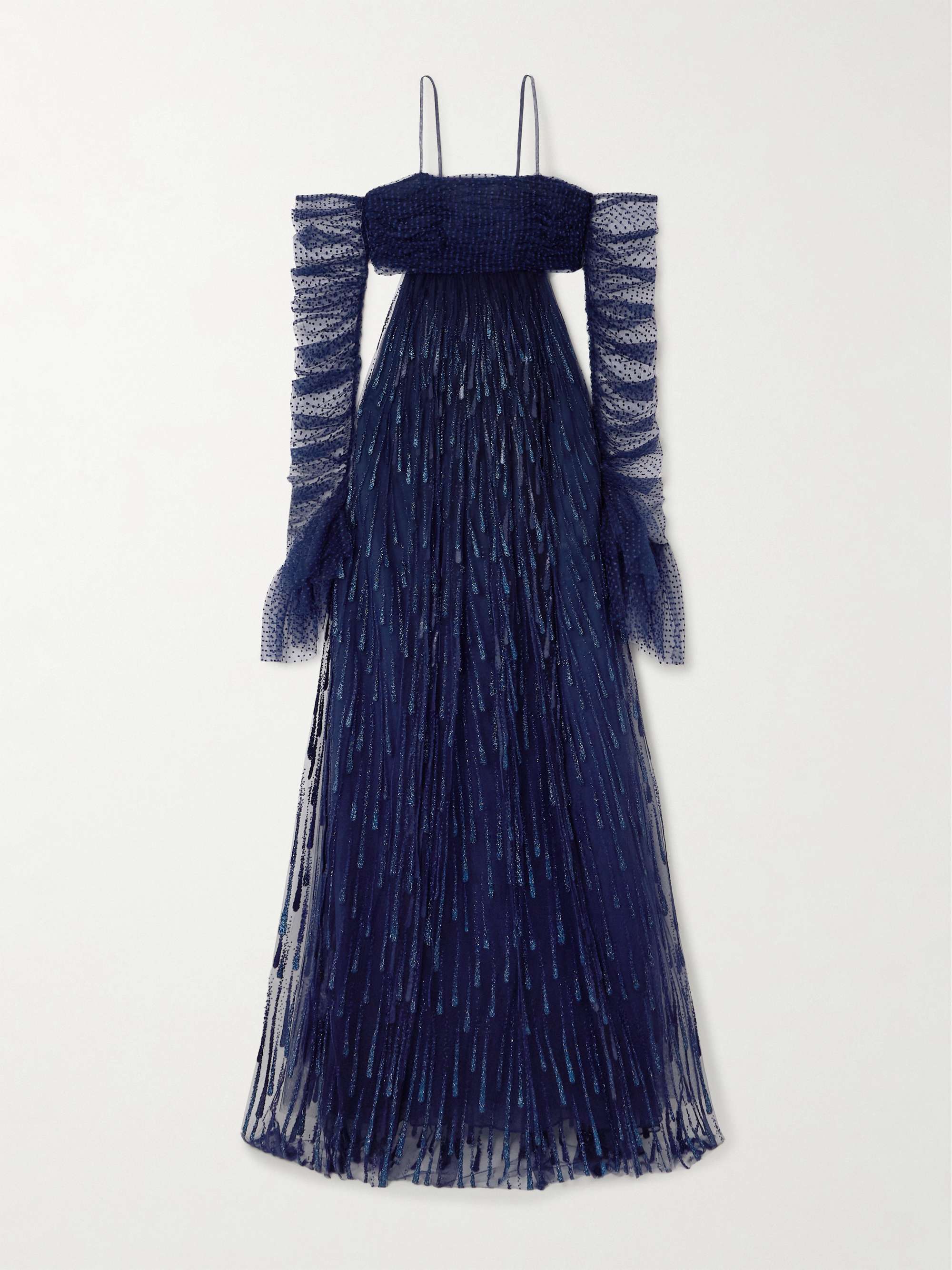 SANDRA MANSOUR Samhain cutout Swiss-dot and glittered tulle gown and ...