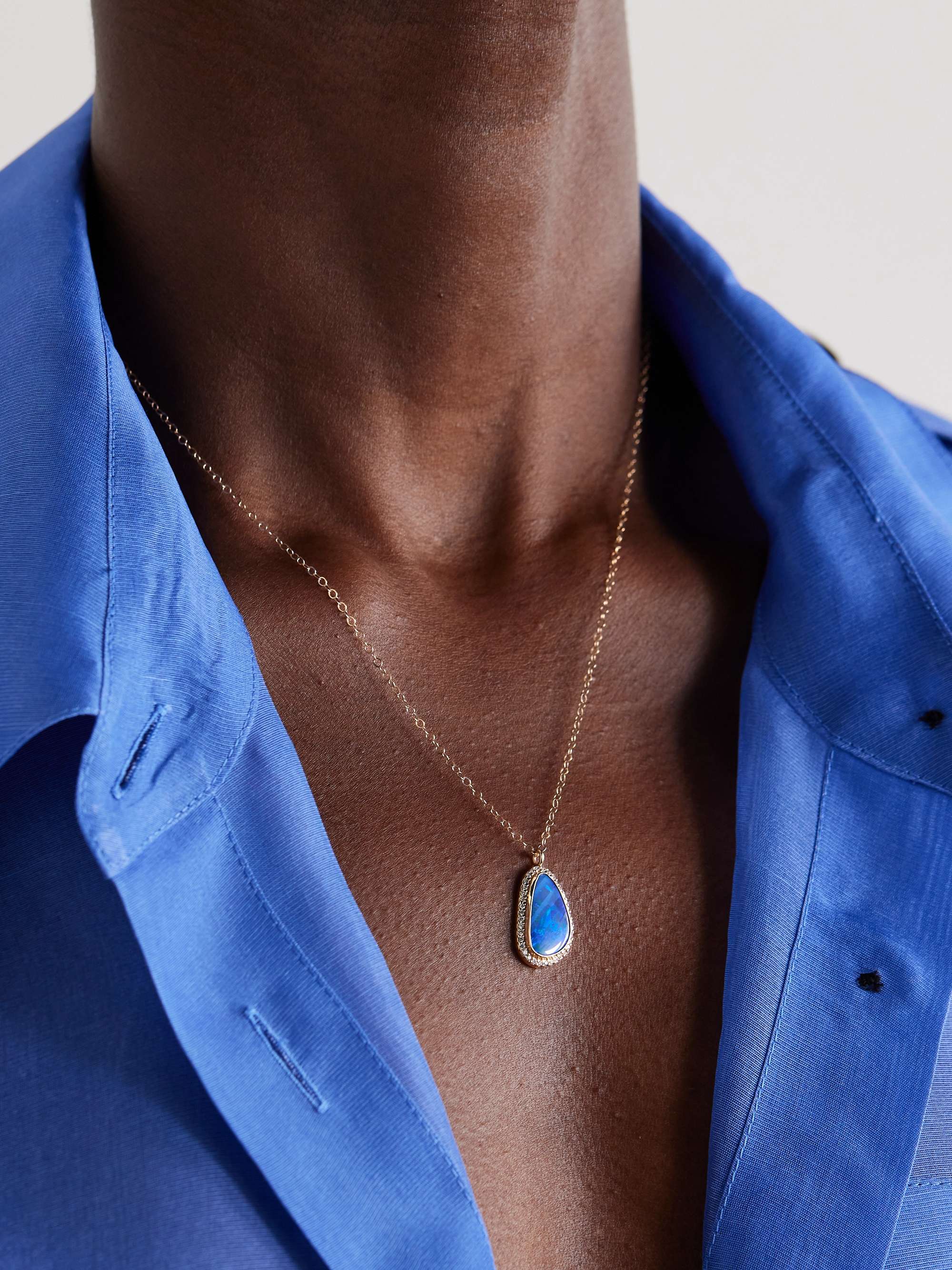 MELISSA JOY MANNING 14-karat gold, opal and diamond necklace | NET-A-PORTER