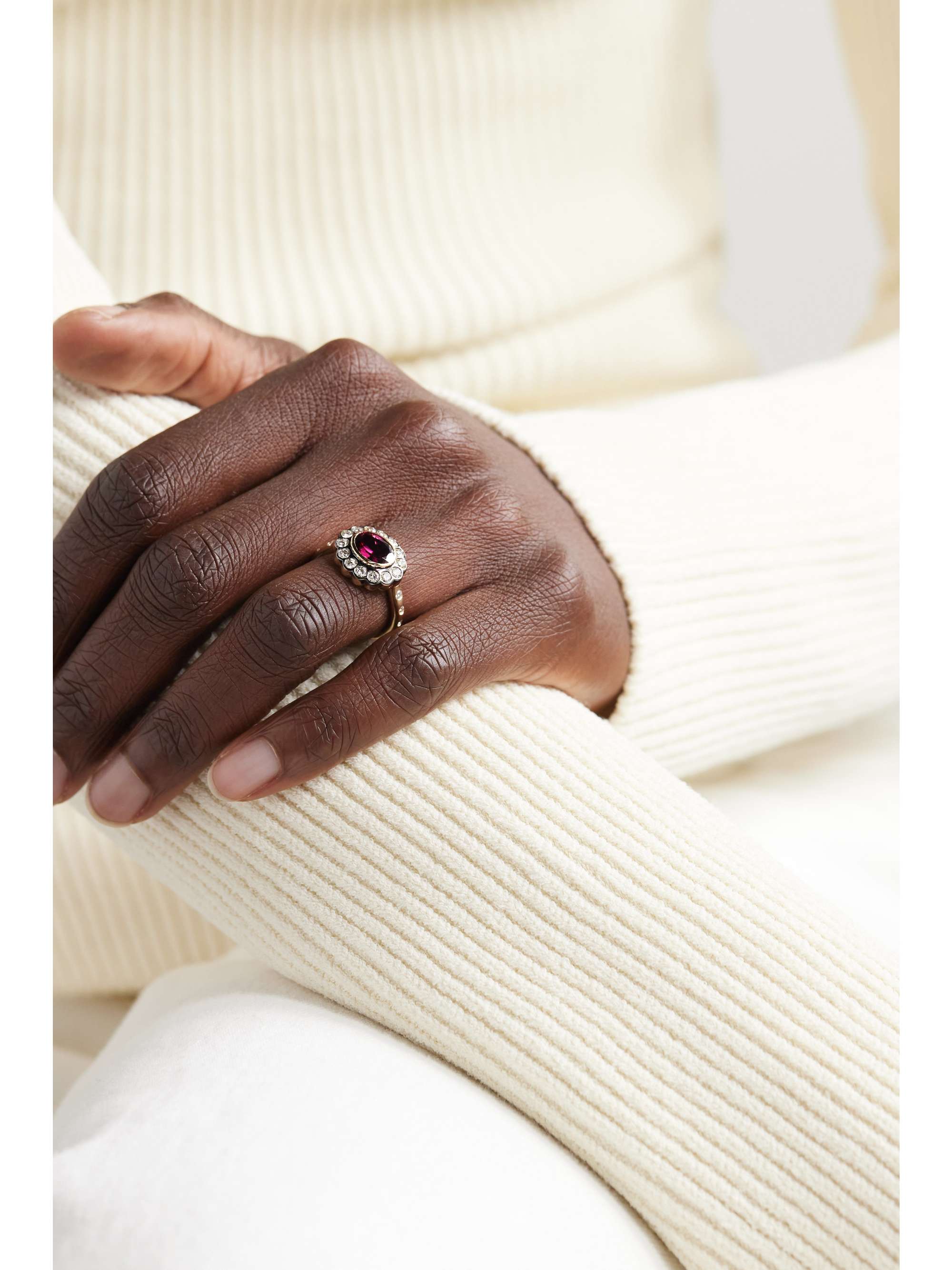 MARLO LAZ Lexi 14-karat gold, rhodolite and diamond ring | NET-A-PORTER