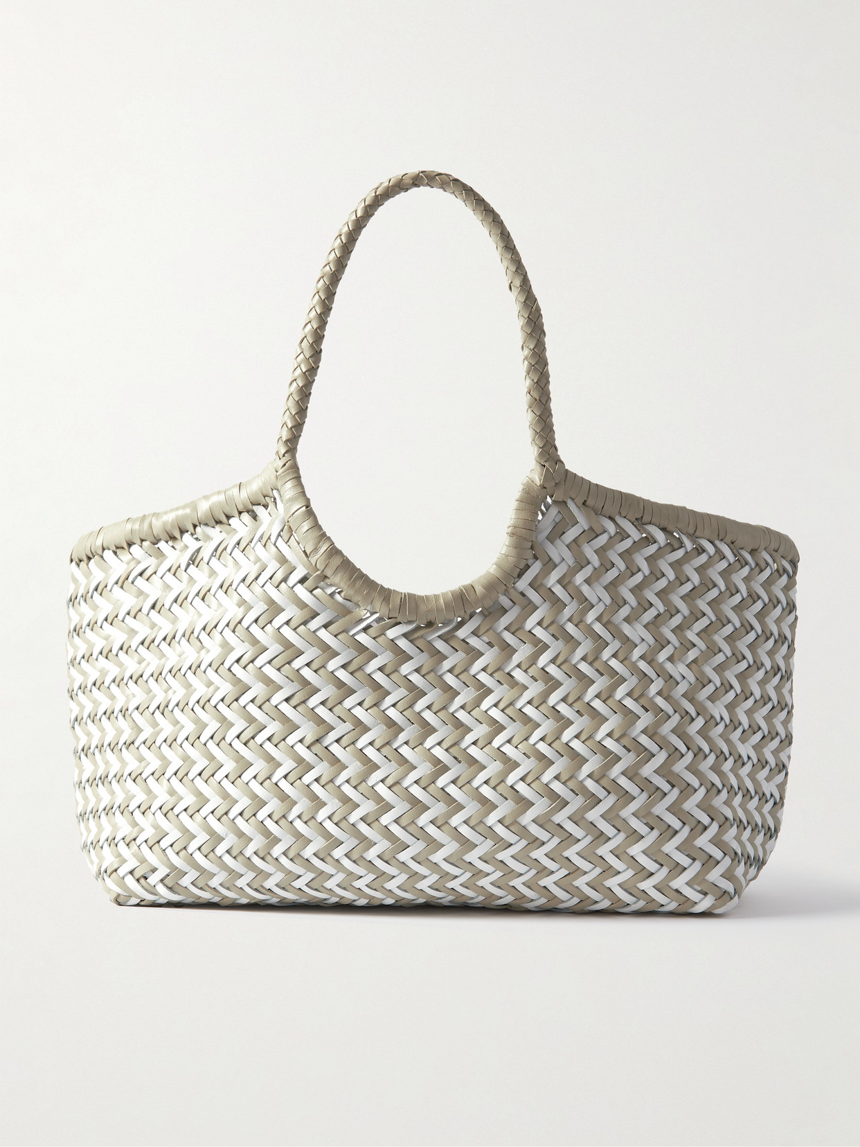 Dragon Diffusion Nantucket Large Woven Leather Tote In Cream | ModeSens