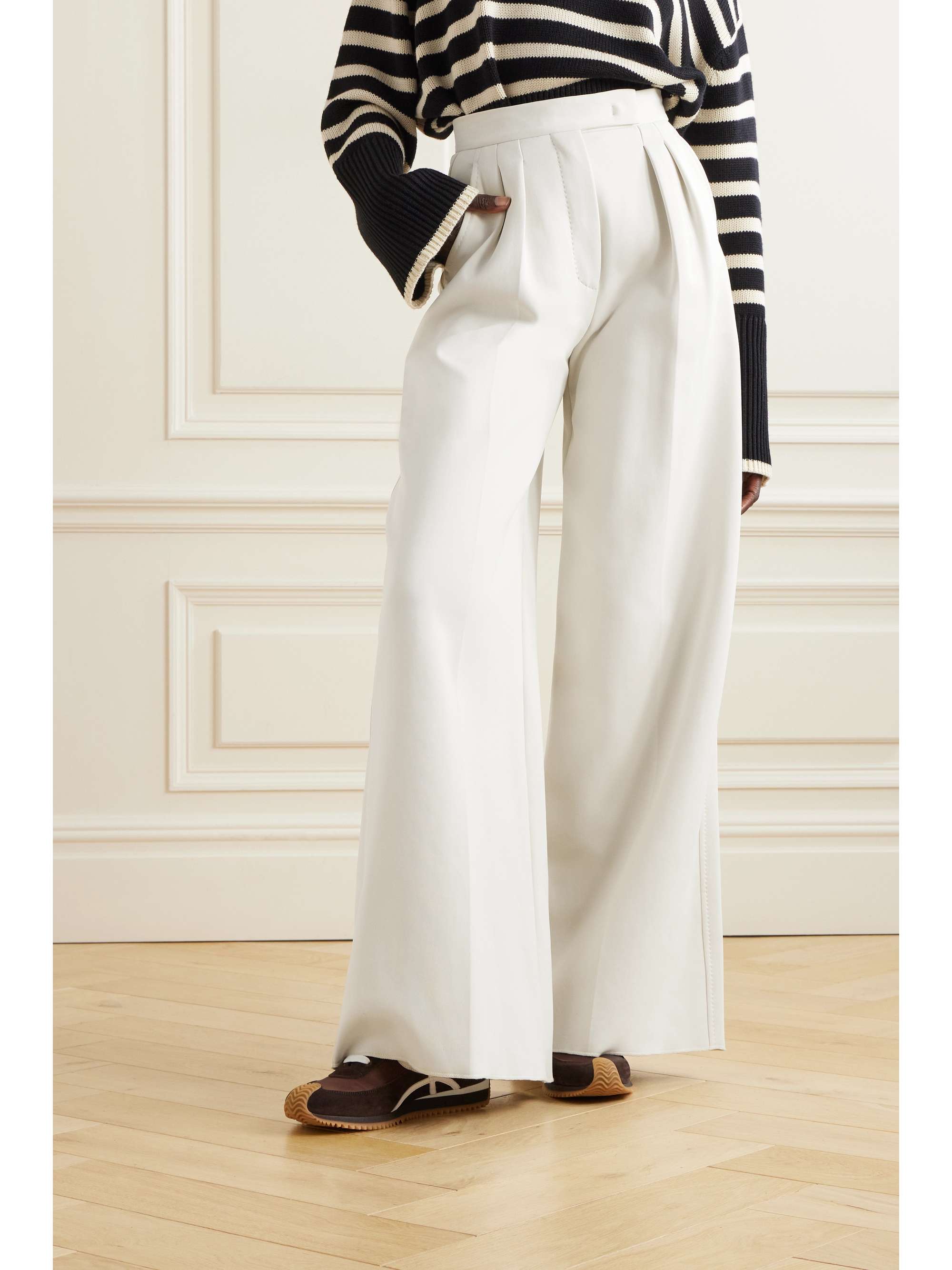 MAX MARA Zinnia pleated jersey wide-leg pants | NET-A-PORTER
