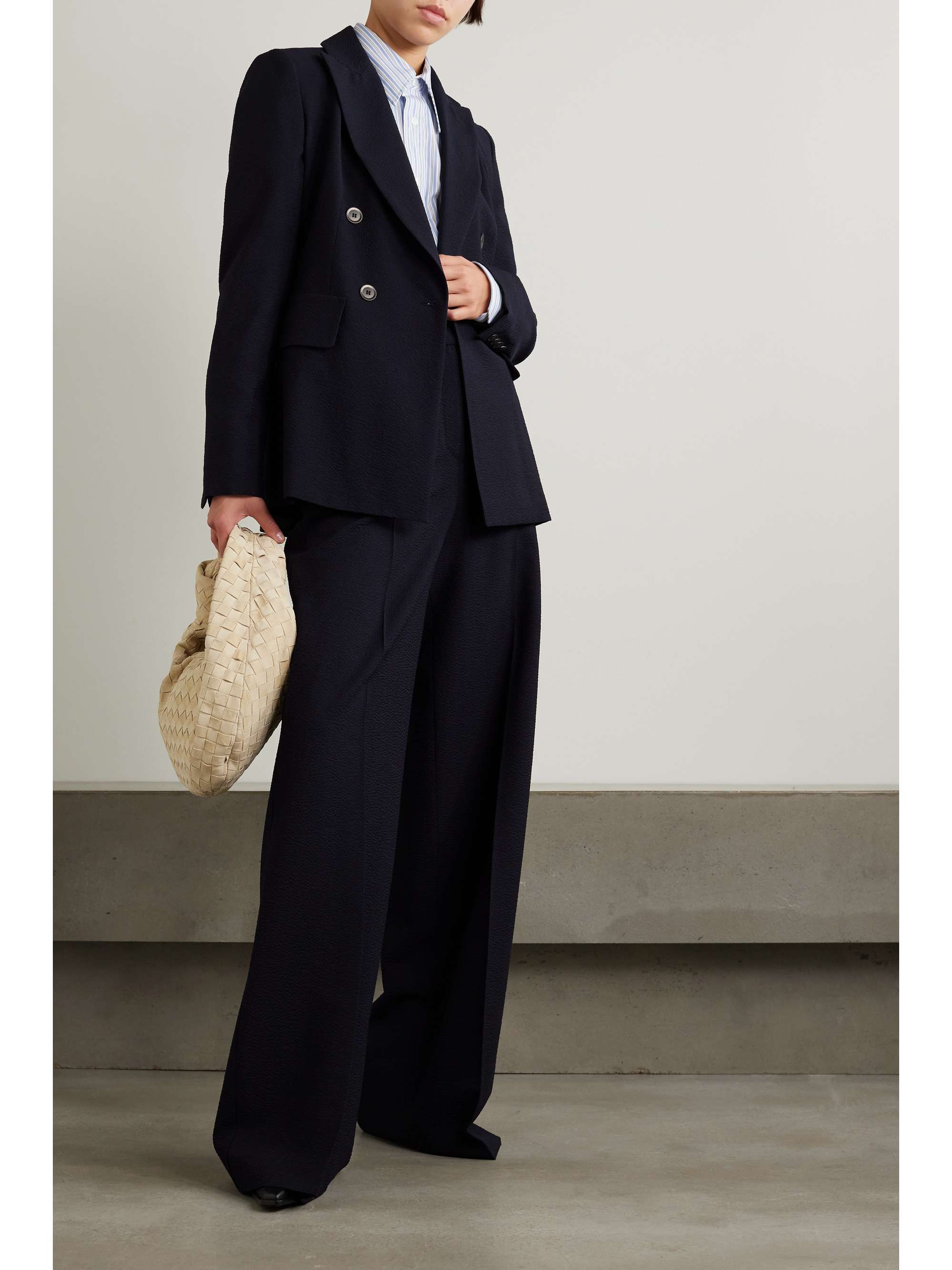 MAX MARA Cervo stretch wool-blend seersucker wide-leg pants | NET-A-PORTER