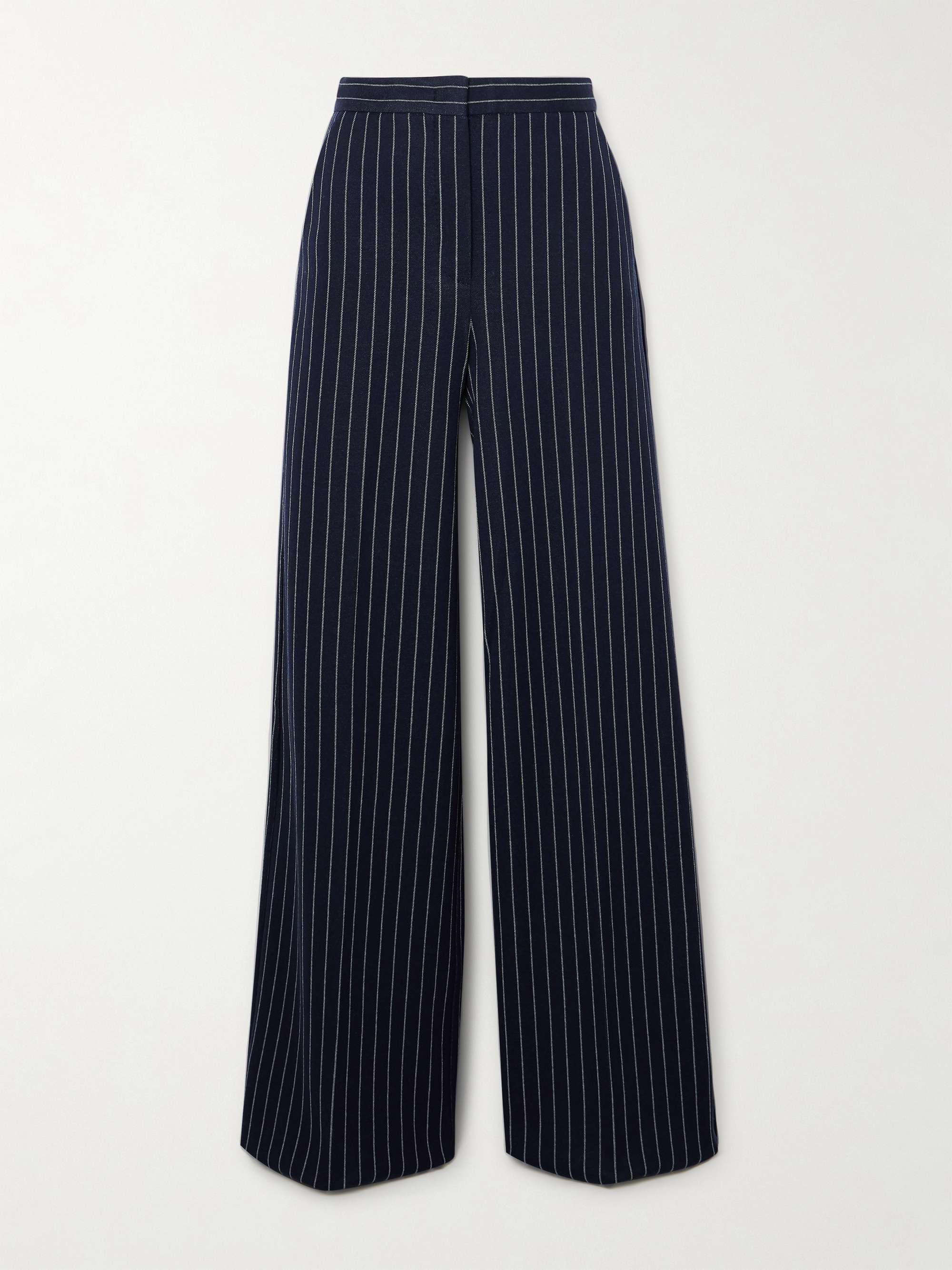 MAX MARA Benito pinstriped cotton, cashmere and silk-blend wide-leg ...