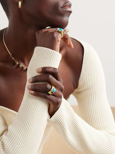 JENNA BLAKE 18-karat gold, sapphire and turquoise ring | NET-A-PORTER
