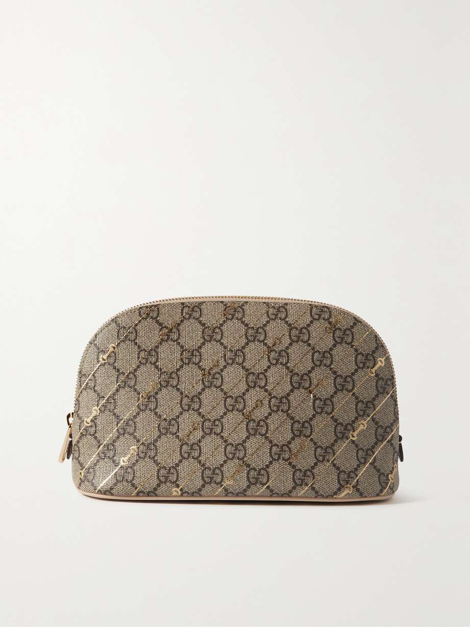 GUCCI Metallic printed coated-canvas cosmetic case | NET-A-PORTER