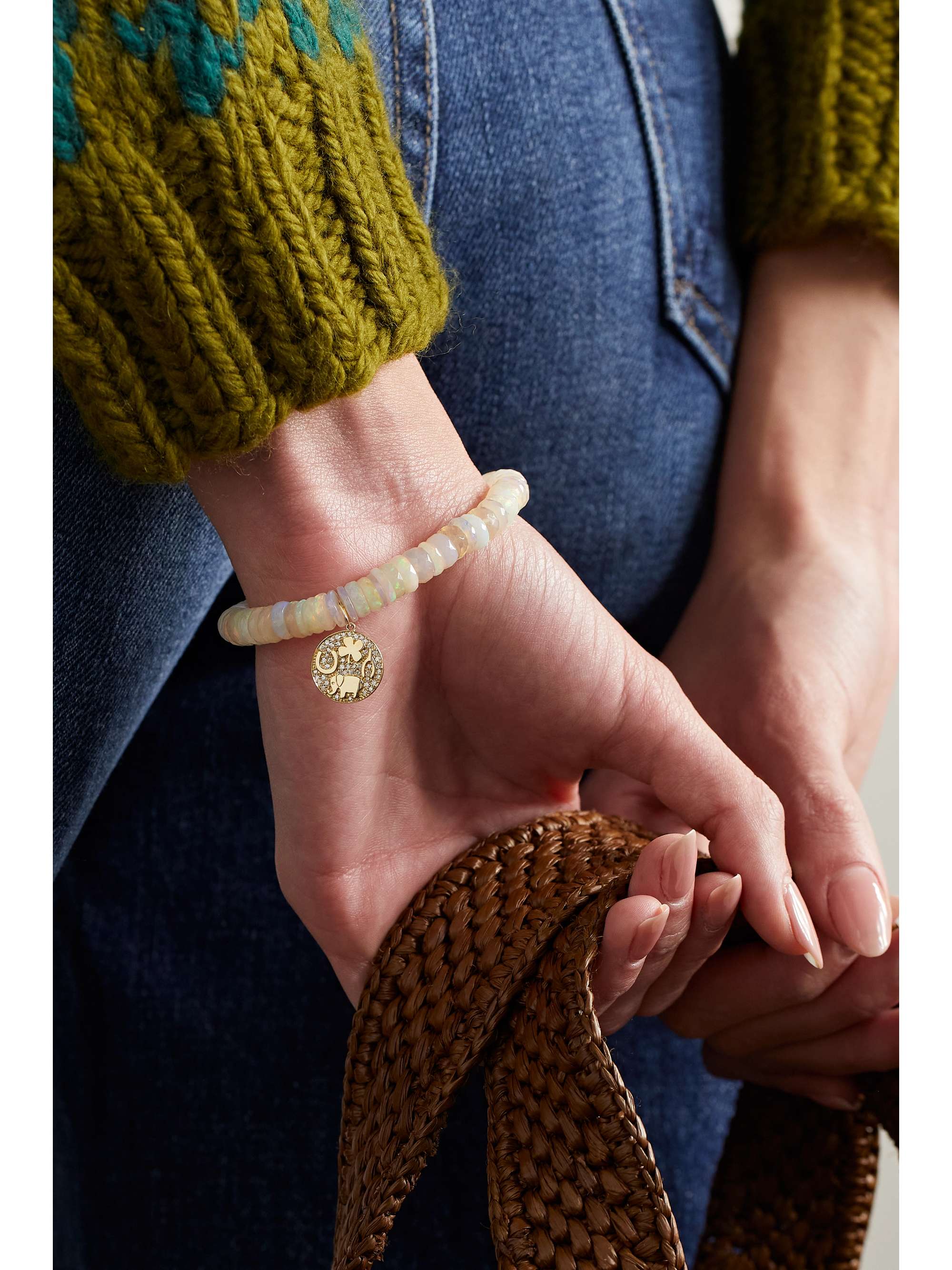 SYDNEY EVAN Luck Tableau 14-karat gold, opal and diamond bracelet | NET ...