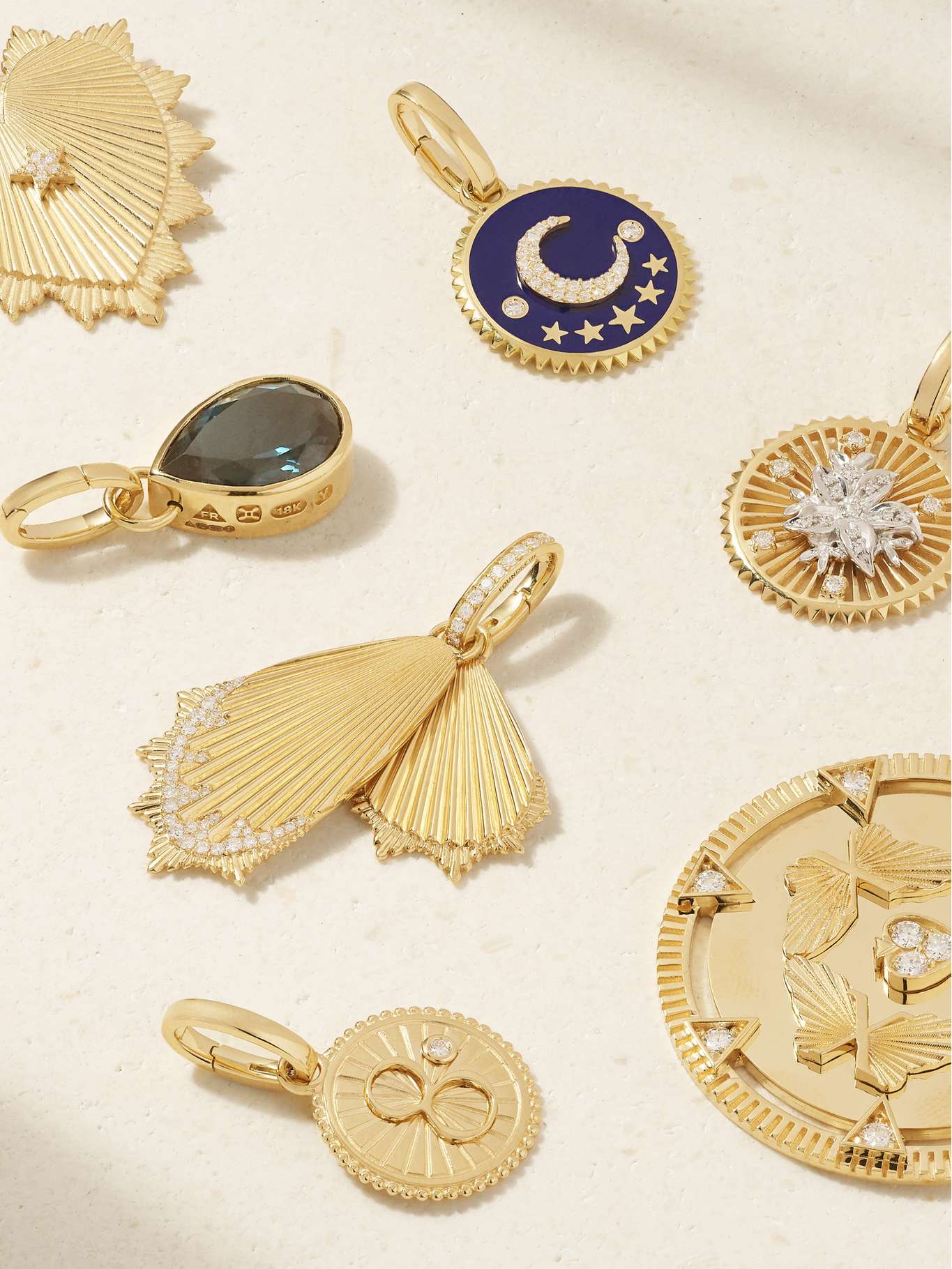 FOUNDRAE 18-karat yellow and white gold, multi-stone and leather ...