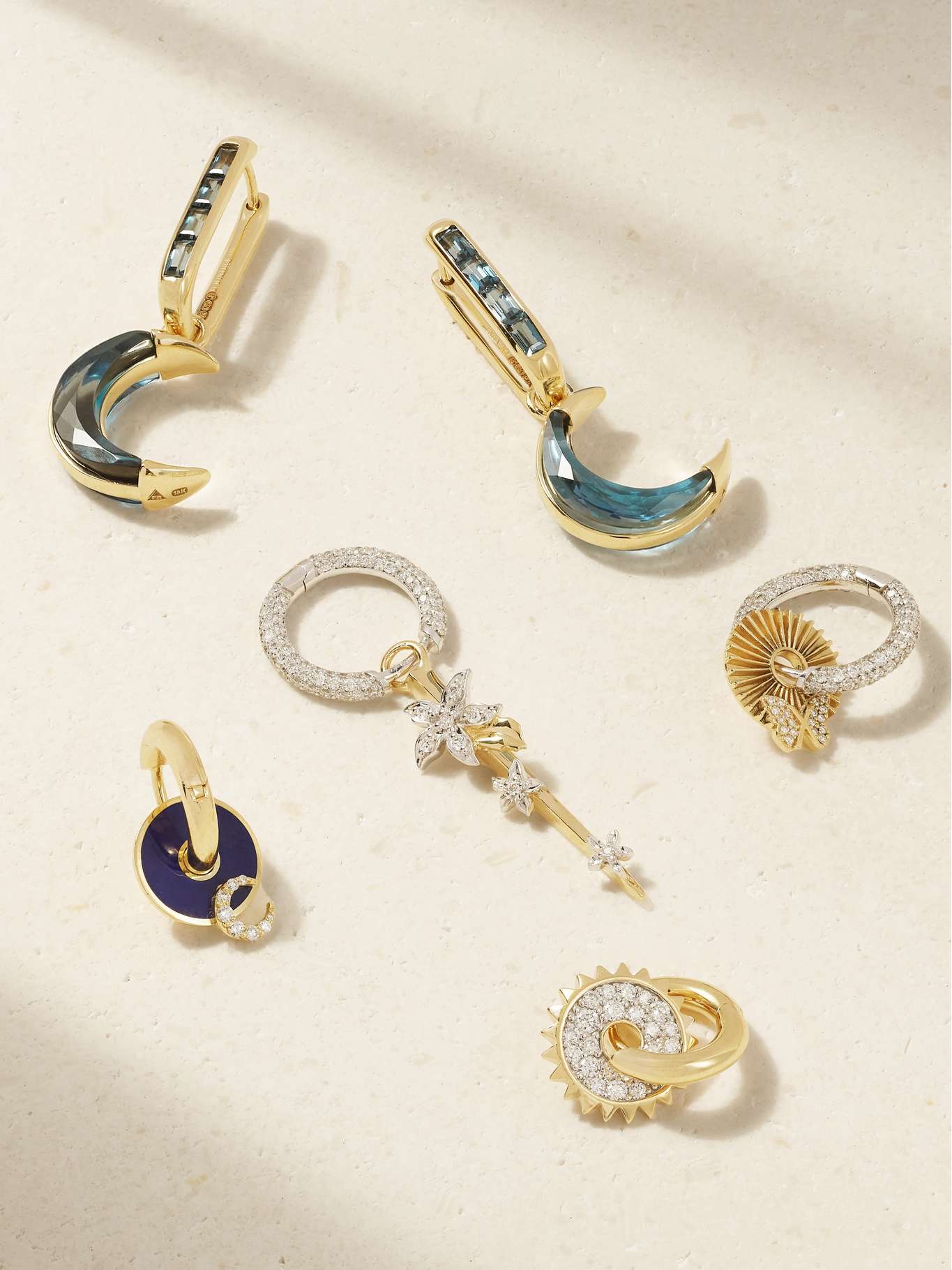 FOUNDRAE 18-karat yellow and white gold, multi-stone and leather ...