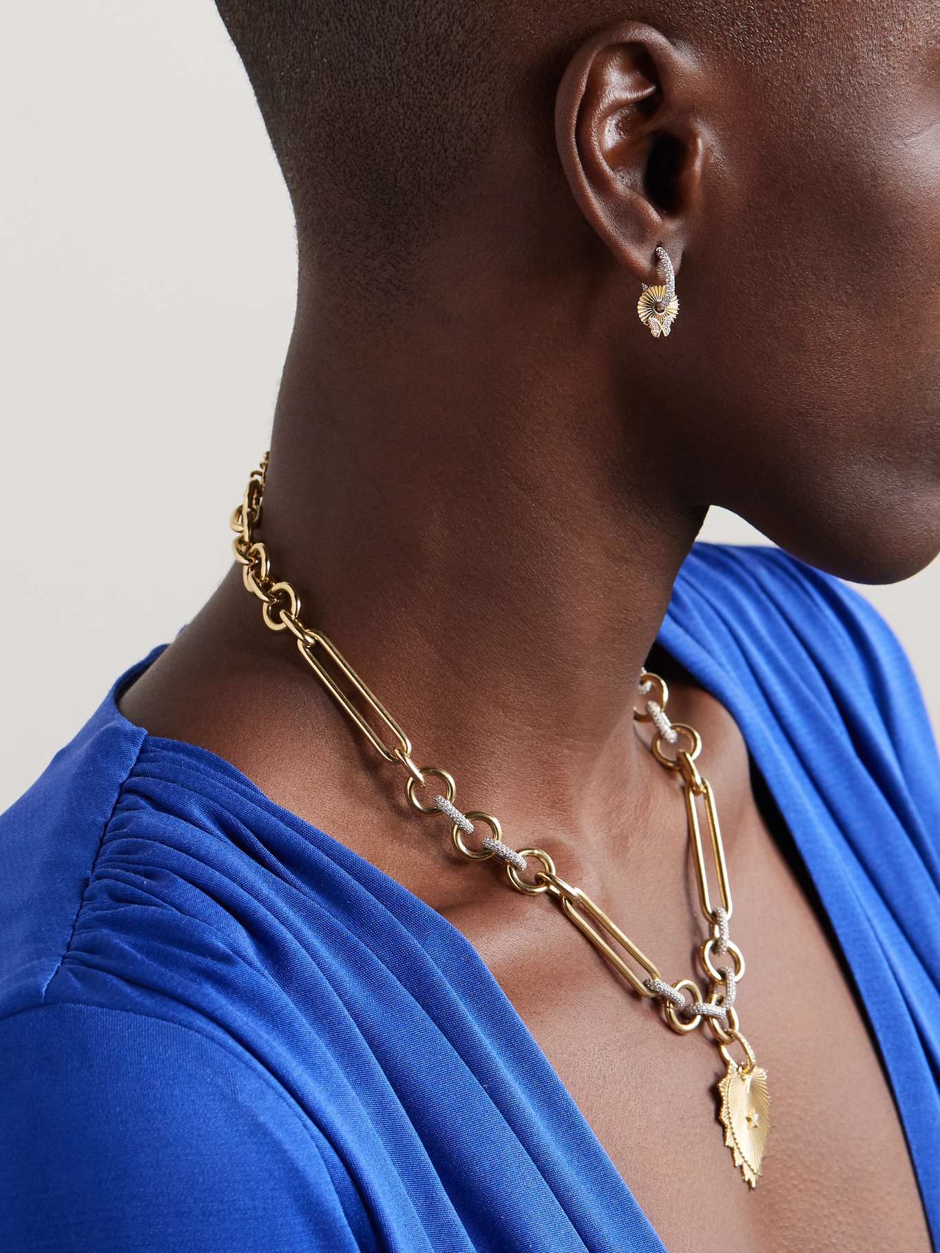 FOUNDRAE 18-karat yellow and white gold, multi-stone and leather ...