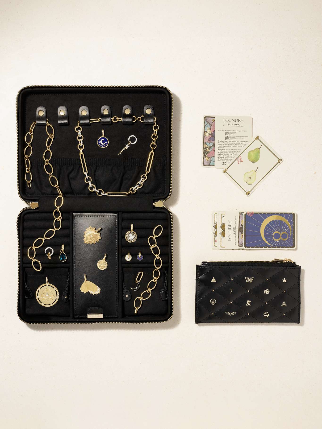 FOUNDRAE 18-karat yellow and white gold, multi-stone and leather ...