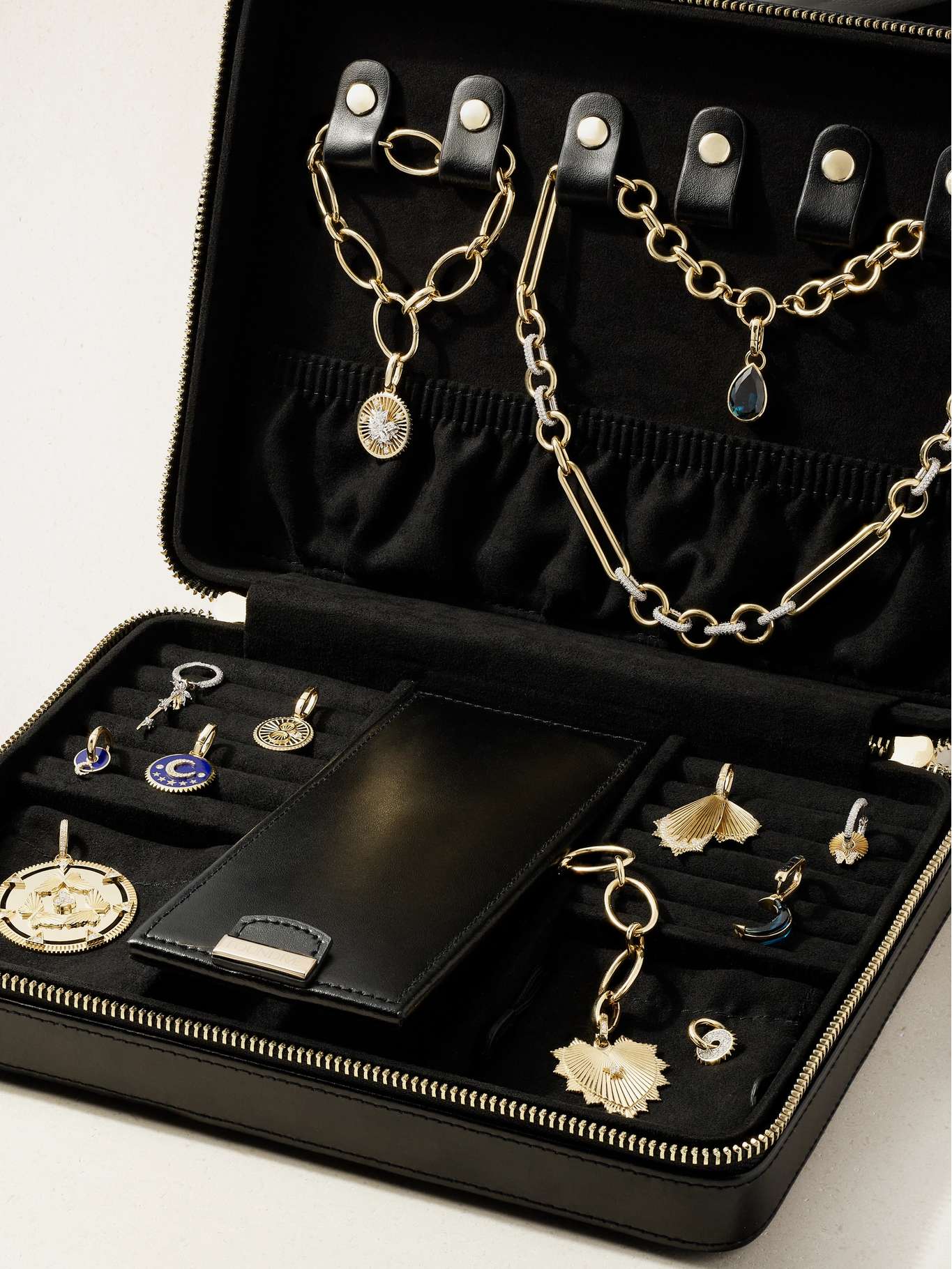 FOUNDRAE 18-karat yellow and white gold, multi-stone and leather ...
