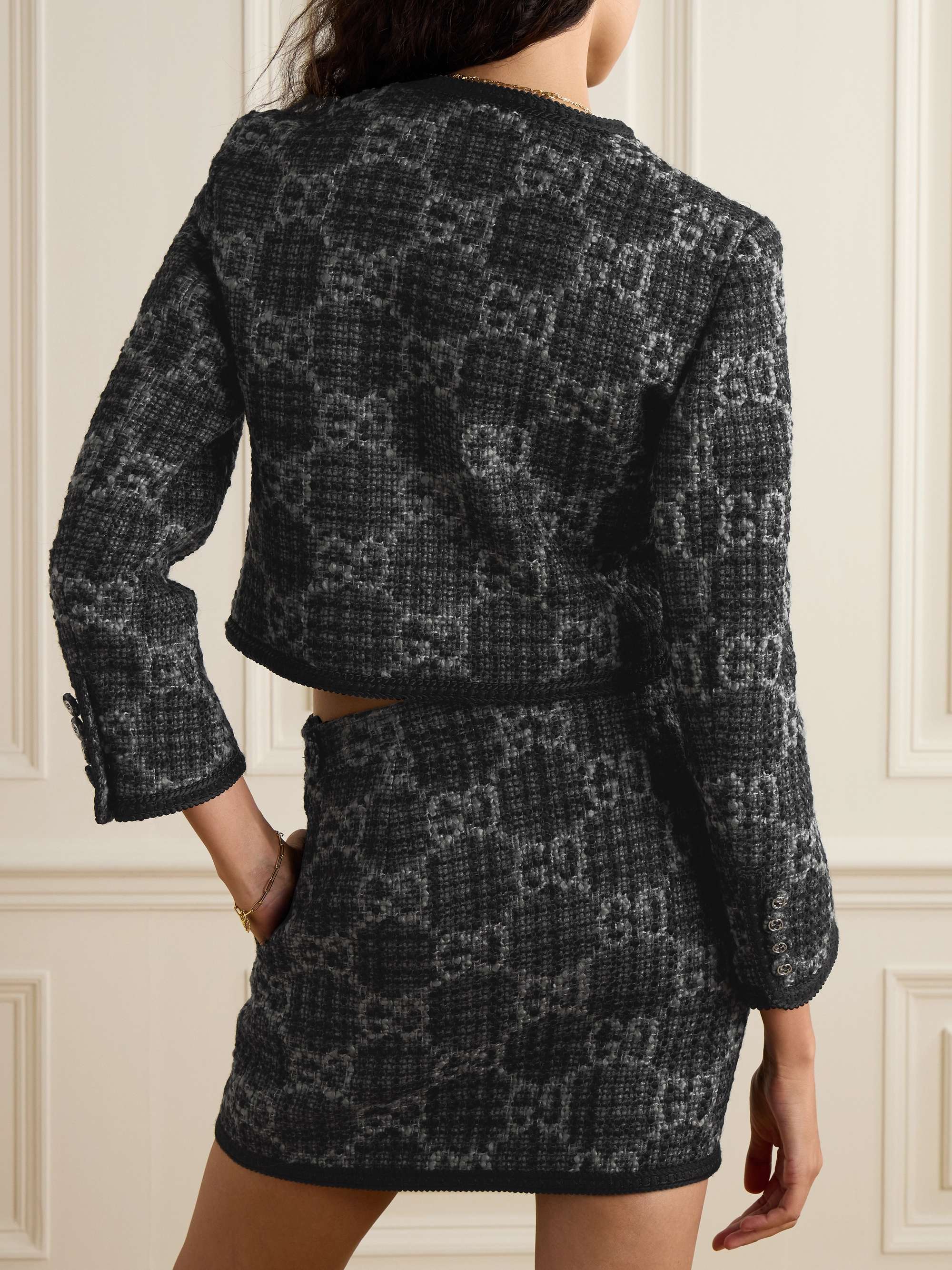 GUCCI Wool and cotton-blend tweed cropped jacket | NET-A-PORTER